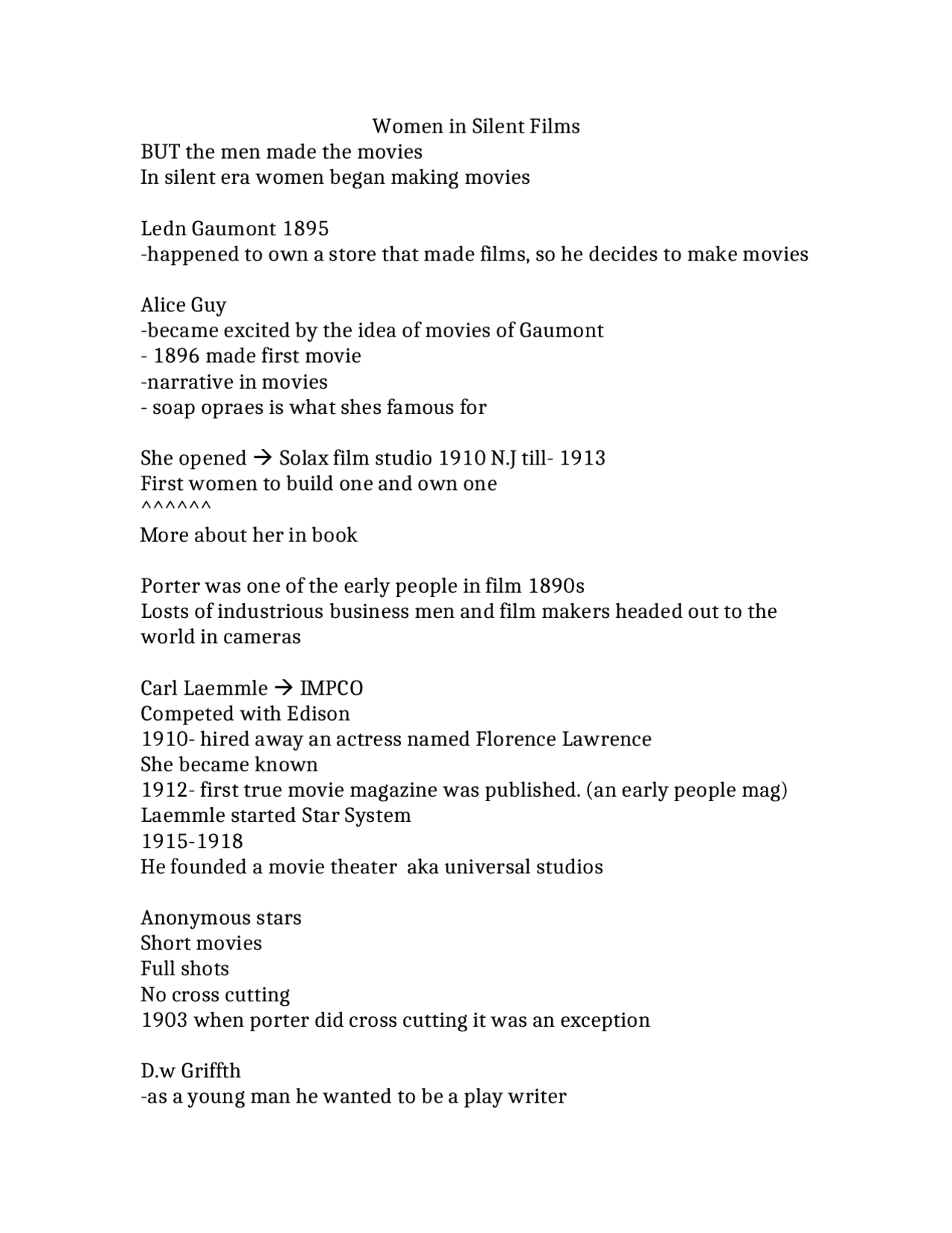 Notes on Women in Films | History of the Motion Picture I | ARTH 270 ...