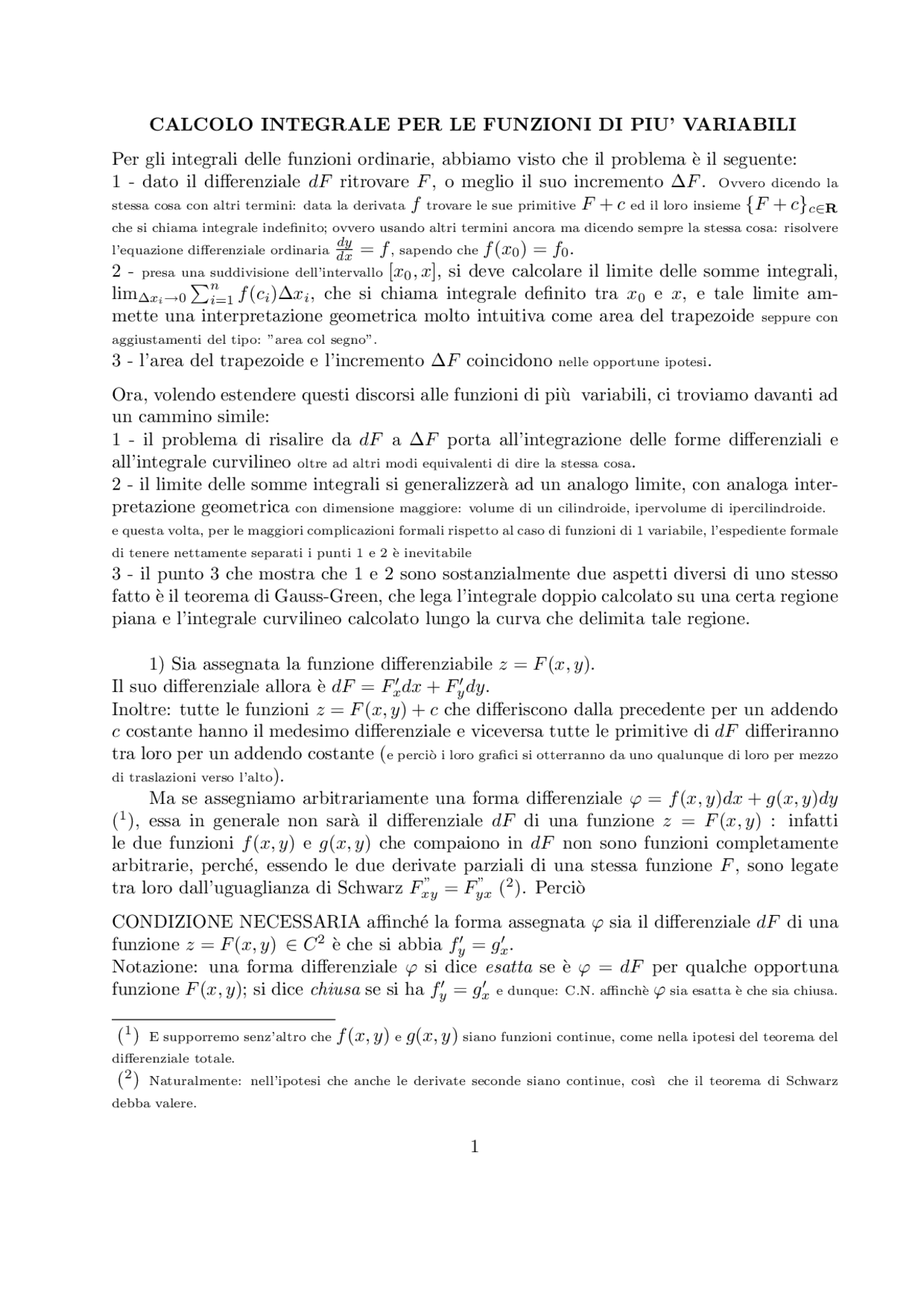 Il Calcolo Integrale Appunti Di Analisi Matematica Docsity