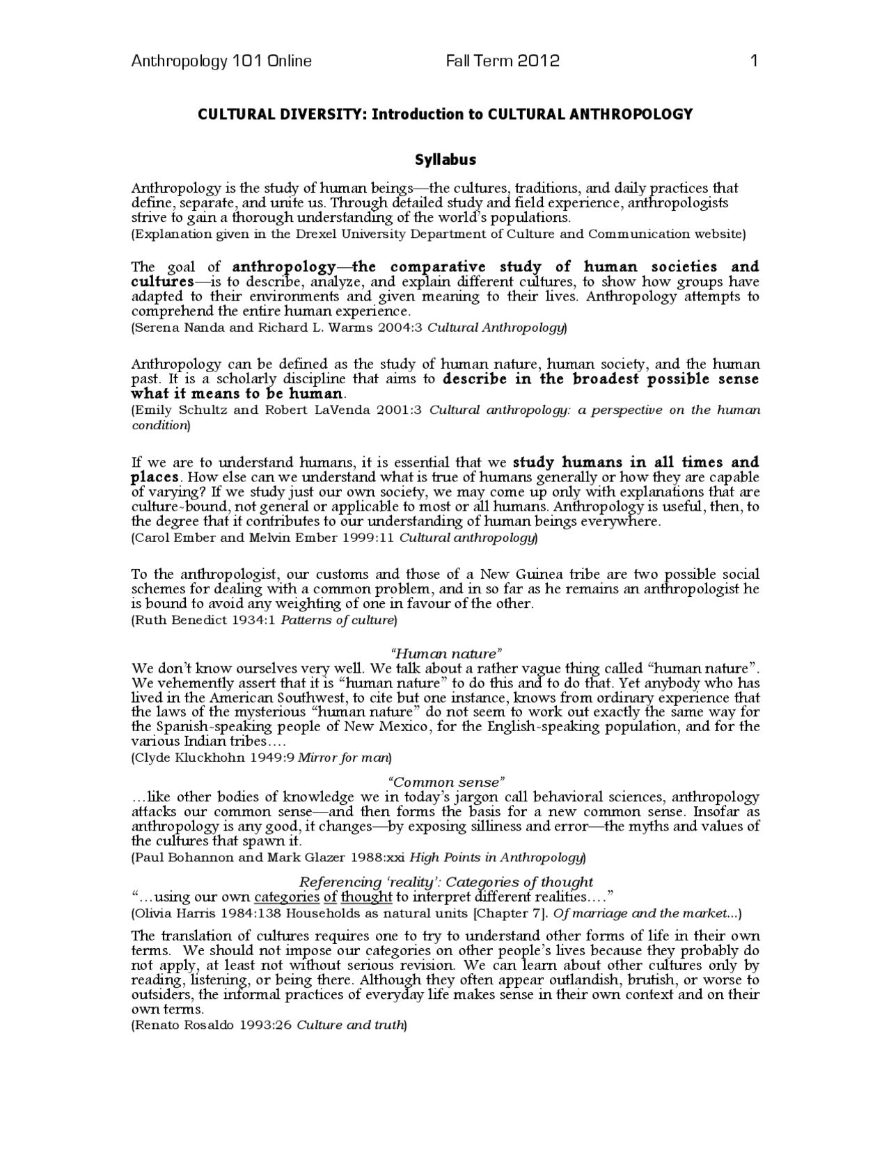 Introduction To Cultural Anthropology Anth 101 Docsity