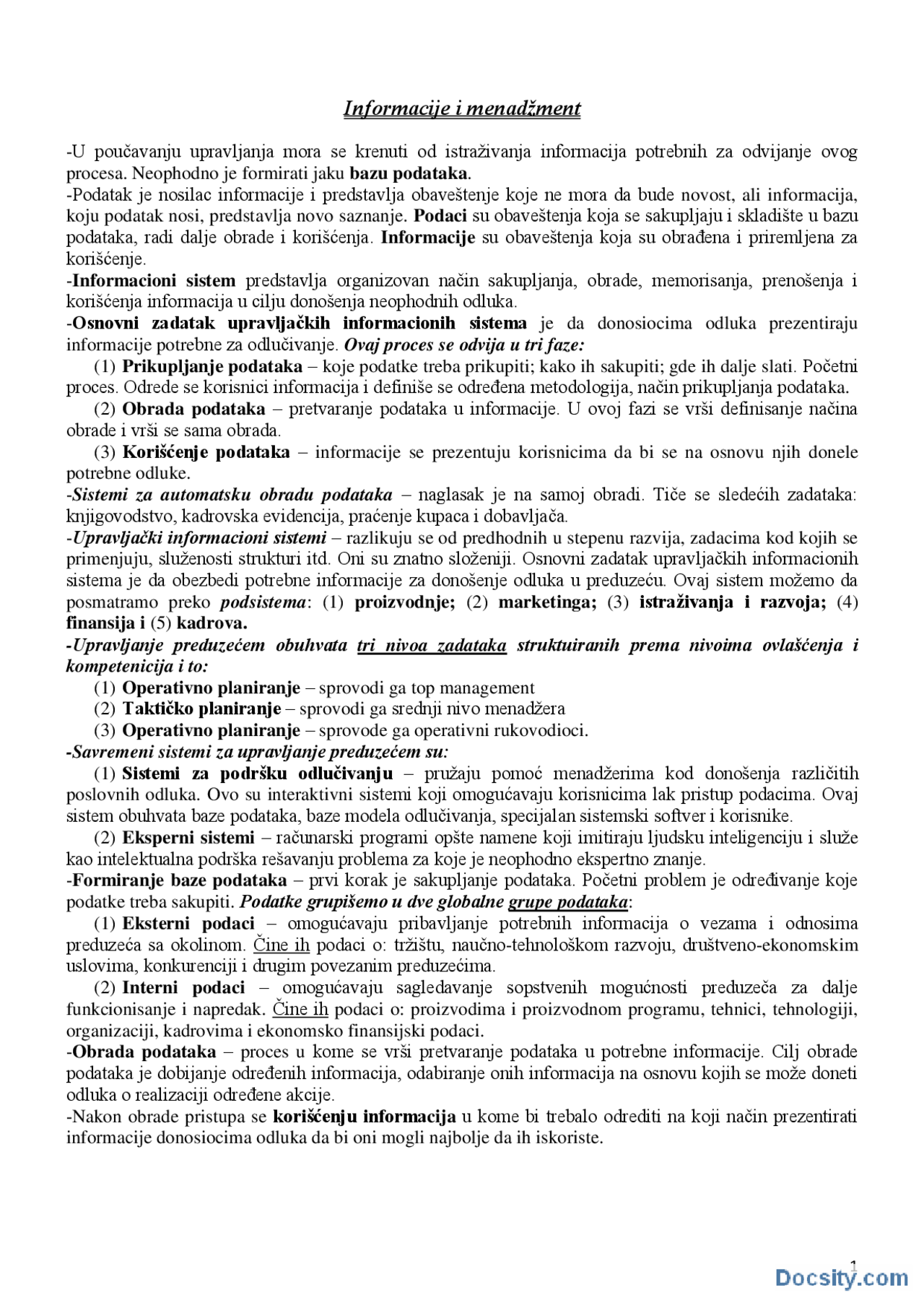 Uvod U Teoriju Menadzmenta Skripta Menadzment Fon 2 Rezime Predlog