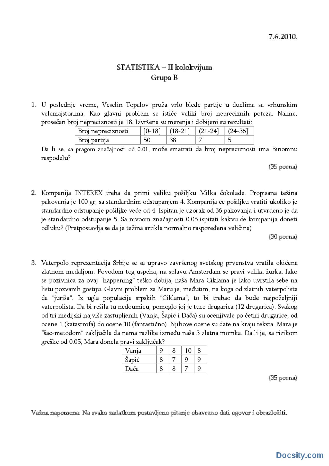 Kolokvijum Ispit Statistika Fon 2 Ispiti Predlog Osnovi Statistike