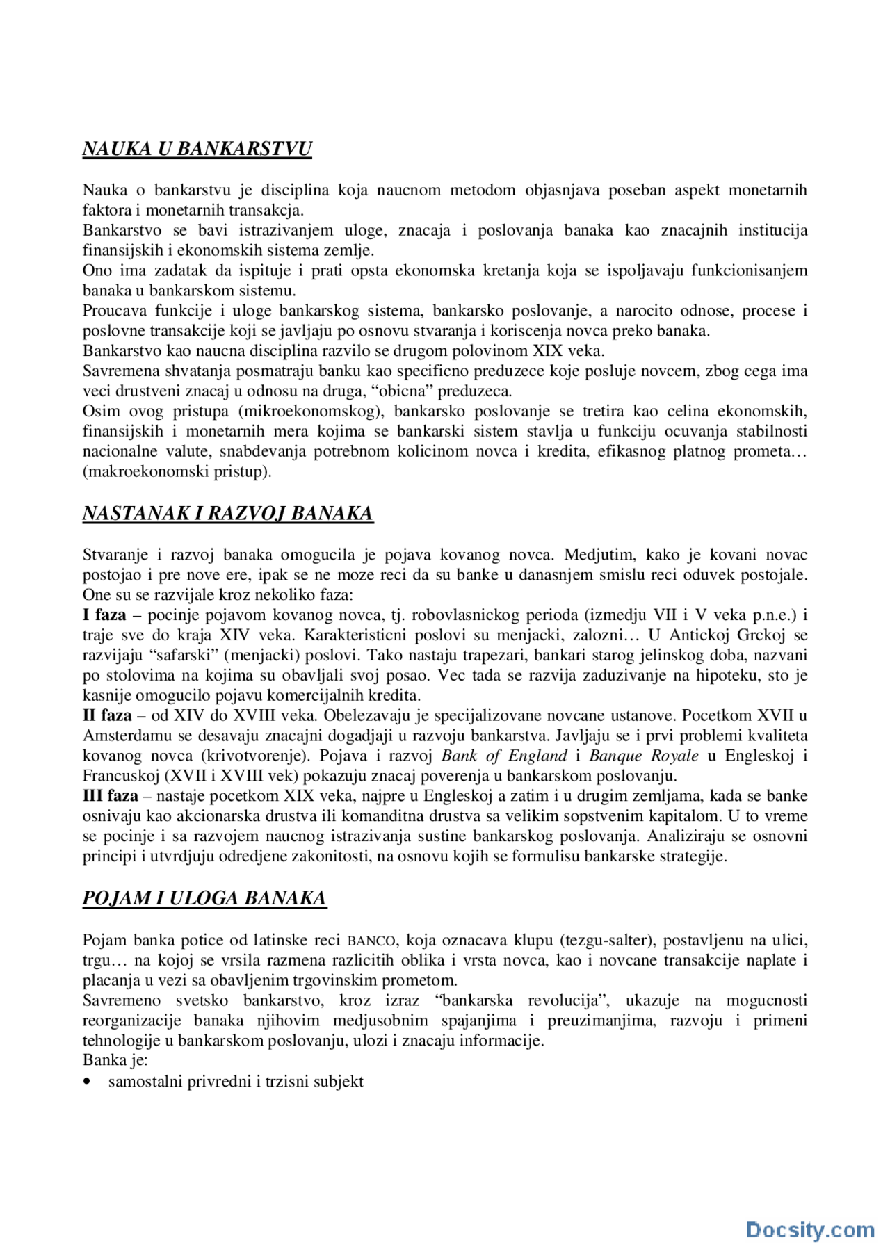 Bankarstvo-Beleska-Menadzment | Beleške' predlog Business Management and Analysis - Docsity