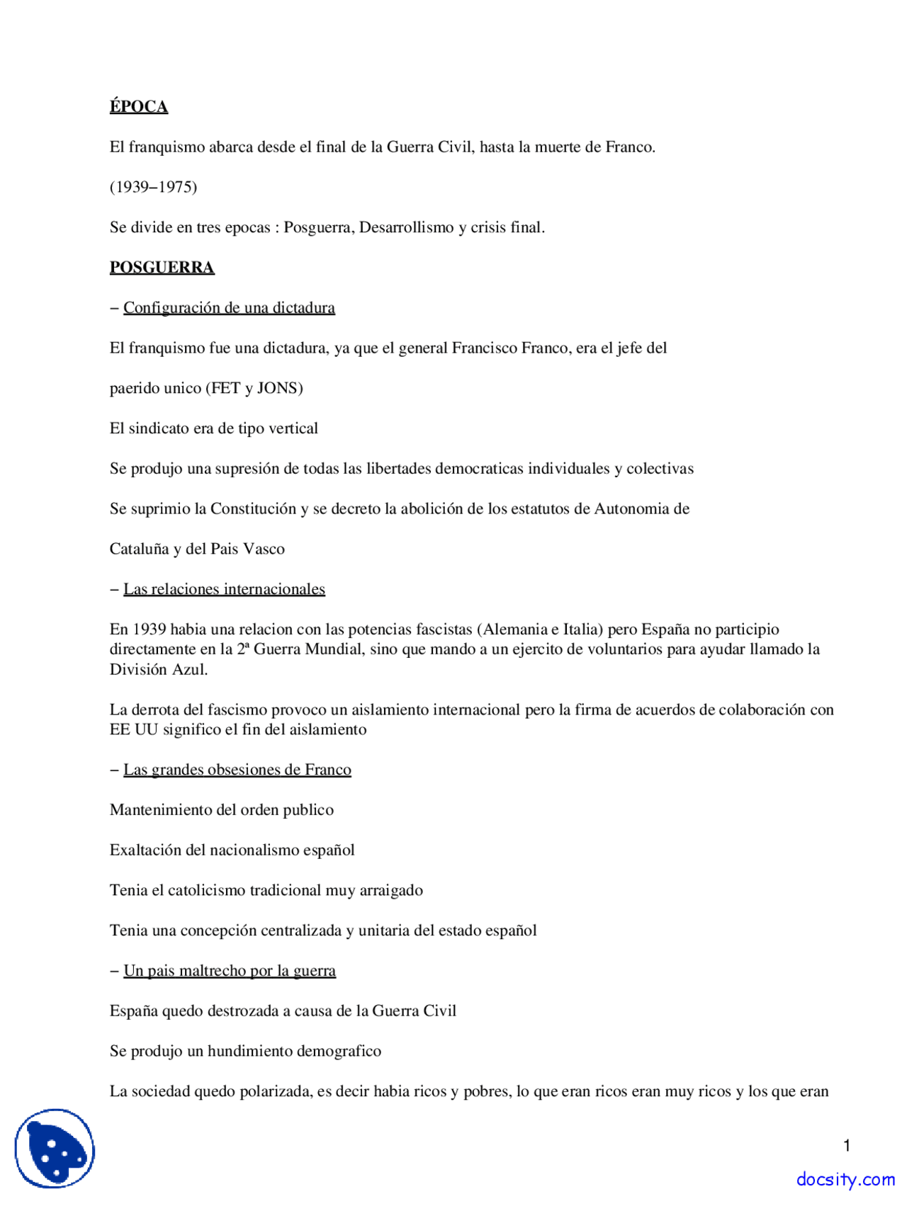 Posguerra Apuntes Historia Universal Docsity