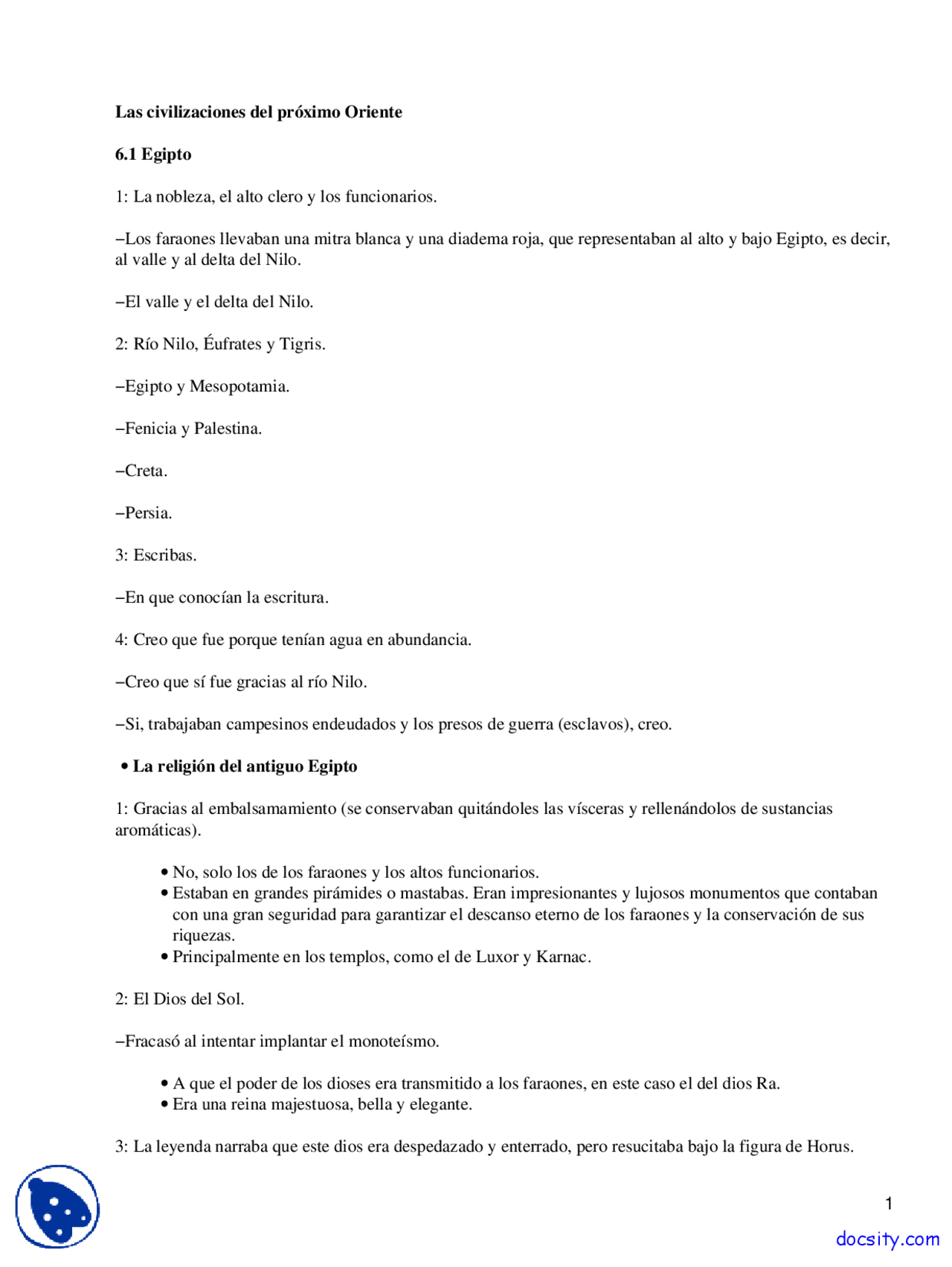 Civilizaciones Del Próximo Oriente Apuntes Historia Universal Docsity
