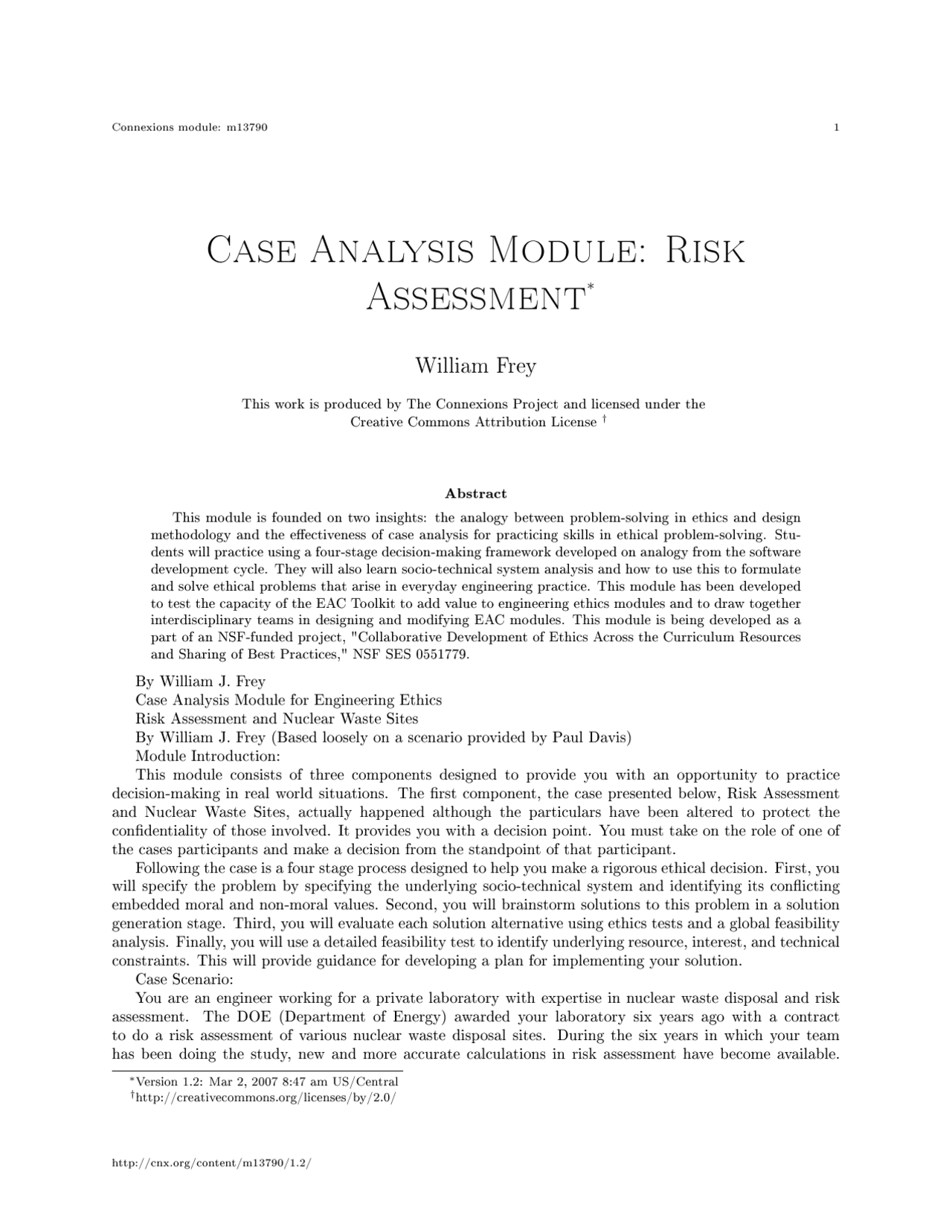 Case analysis module risk assessment, college study notes - Risk ...