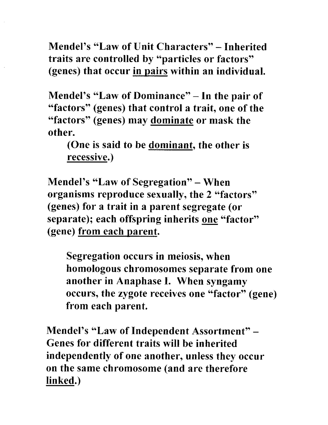 Law of Unit Character and Law of Dominance - Lecture Notes | BZ 120 ...