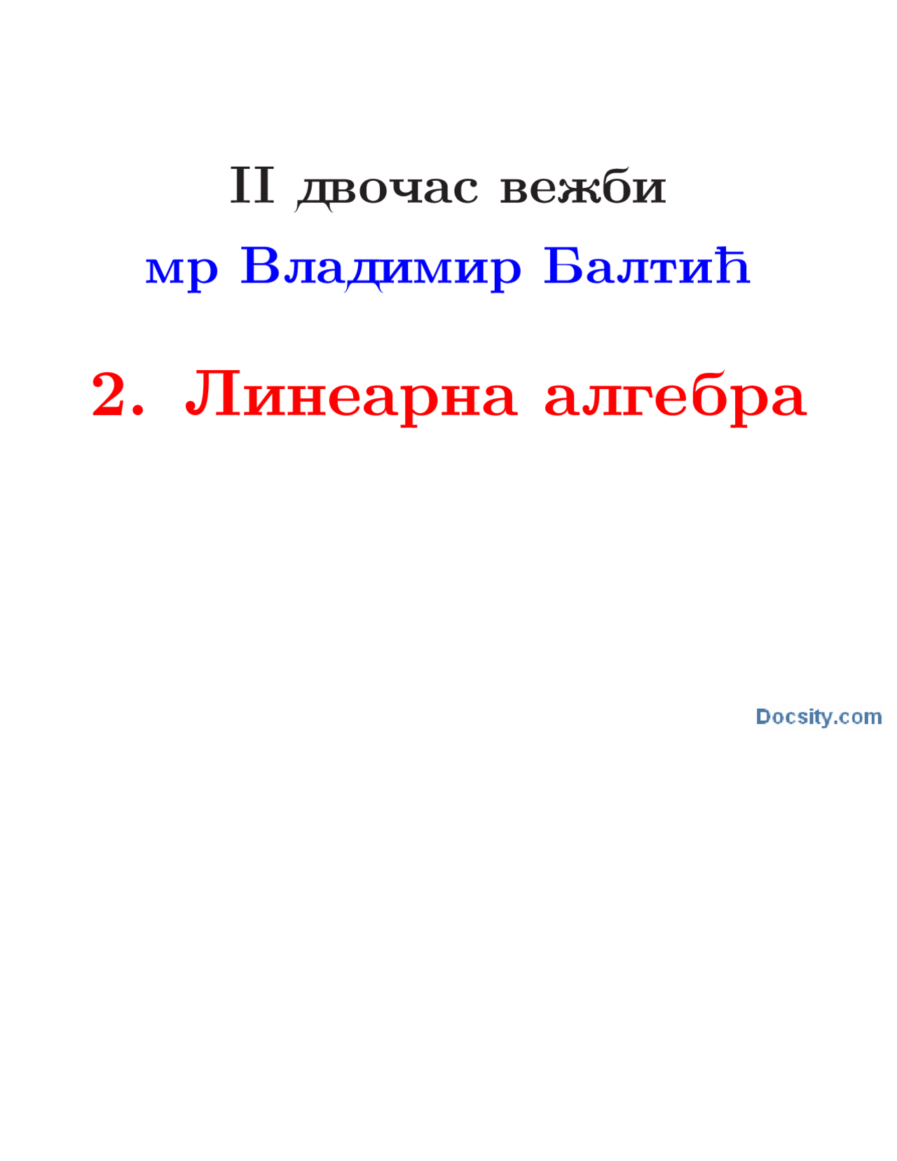 Linearna Algebra Slajdovi Matematika 1 Fon 01 Slajdovi Predlog