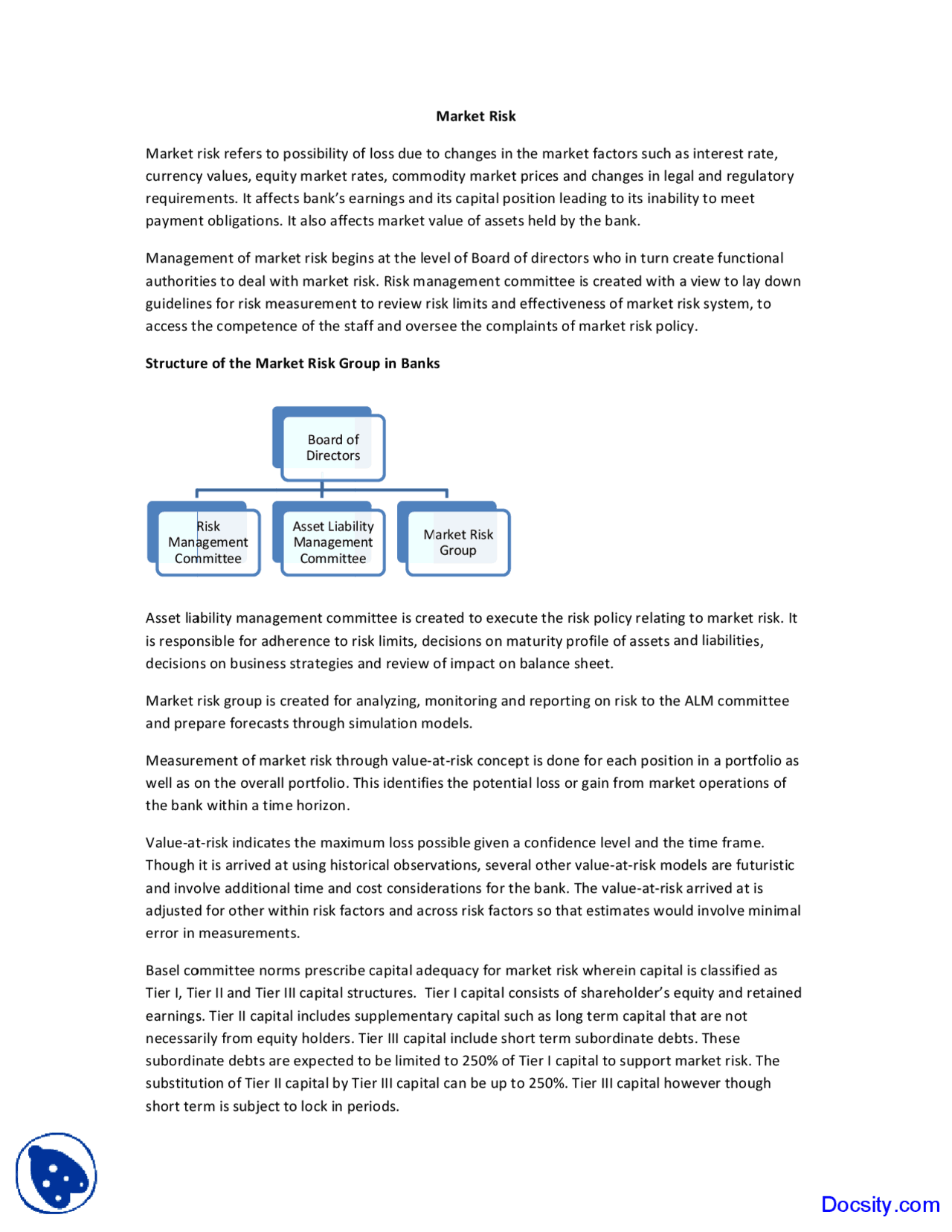Market Risk - Bank Management - Study Notes | Study notes Banking and ...