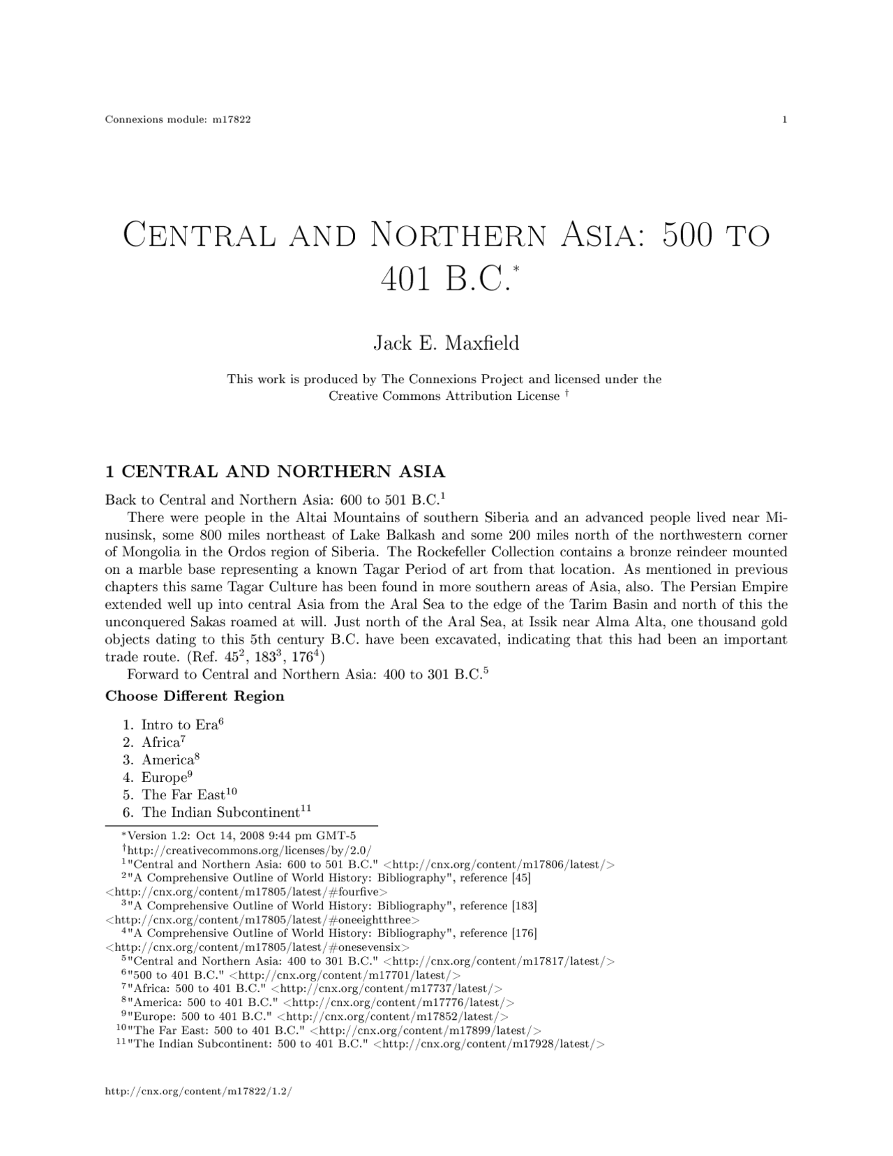Central and Northern Asia 500 to 401b.c., college study notes - 500 to ...