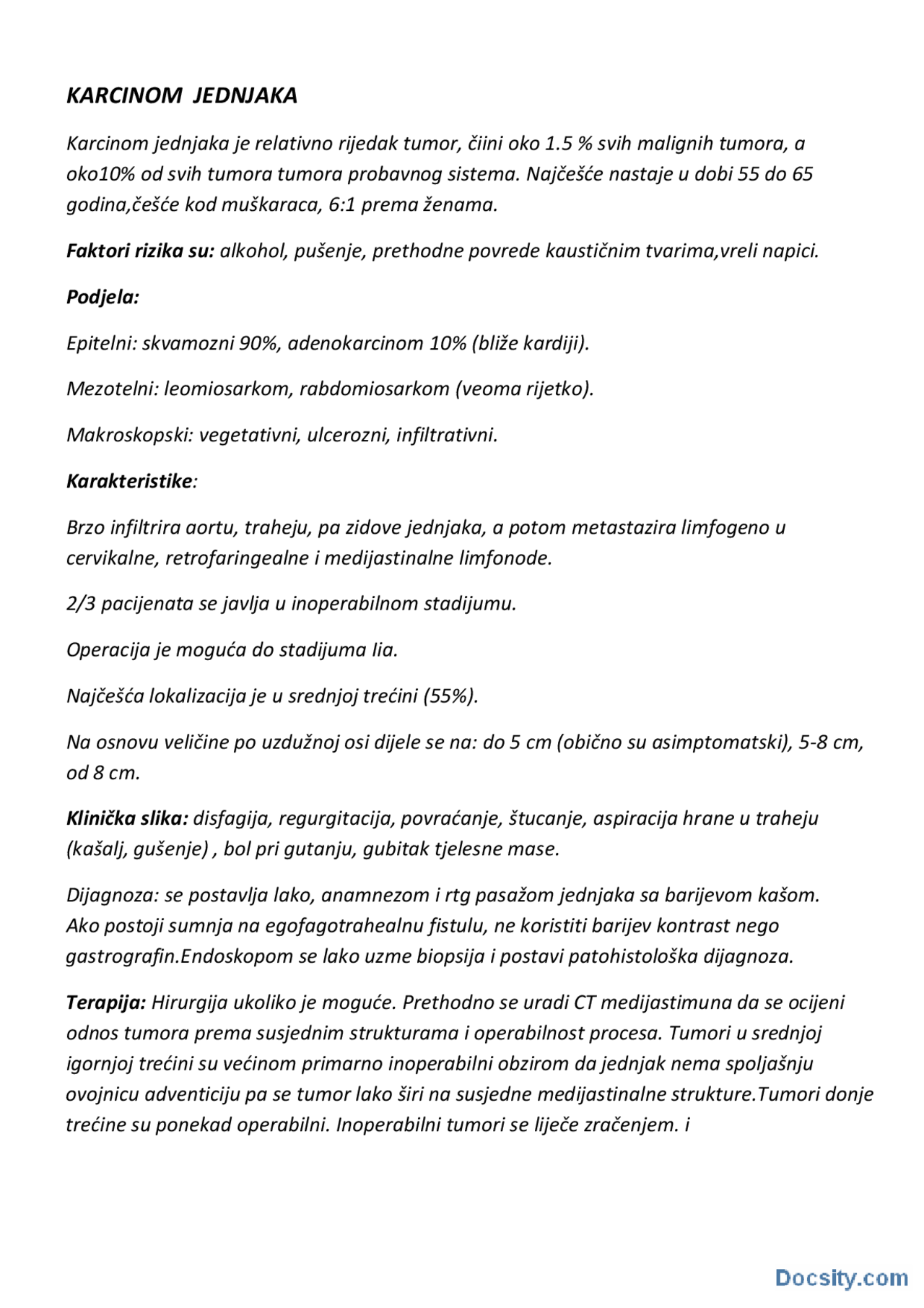 KARCINOM JEDNJAKA-Skripta-Maligne bolesti-Medicina | Rezime' predlog ...