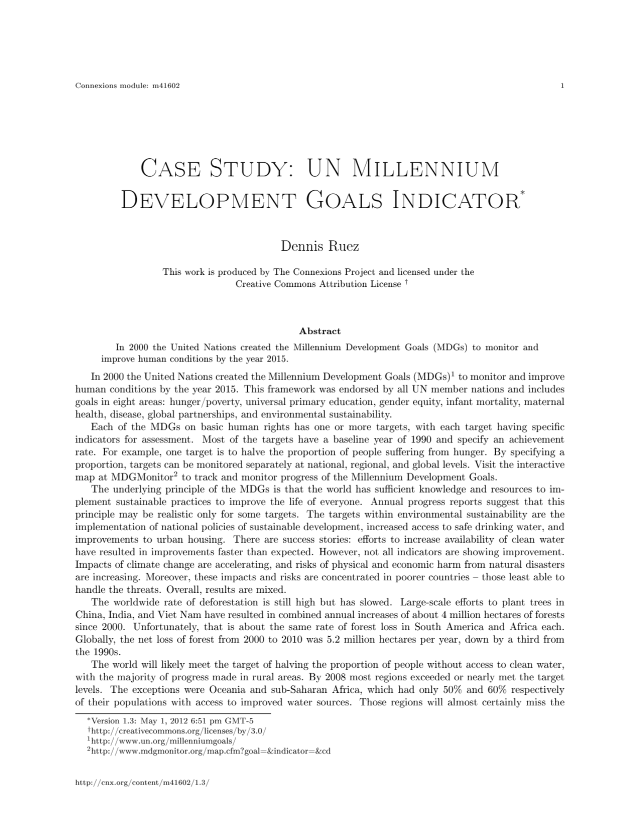 Case study UN millennium development goals indicator, college study ...
