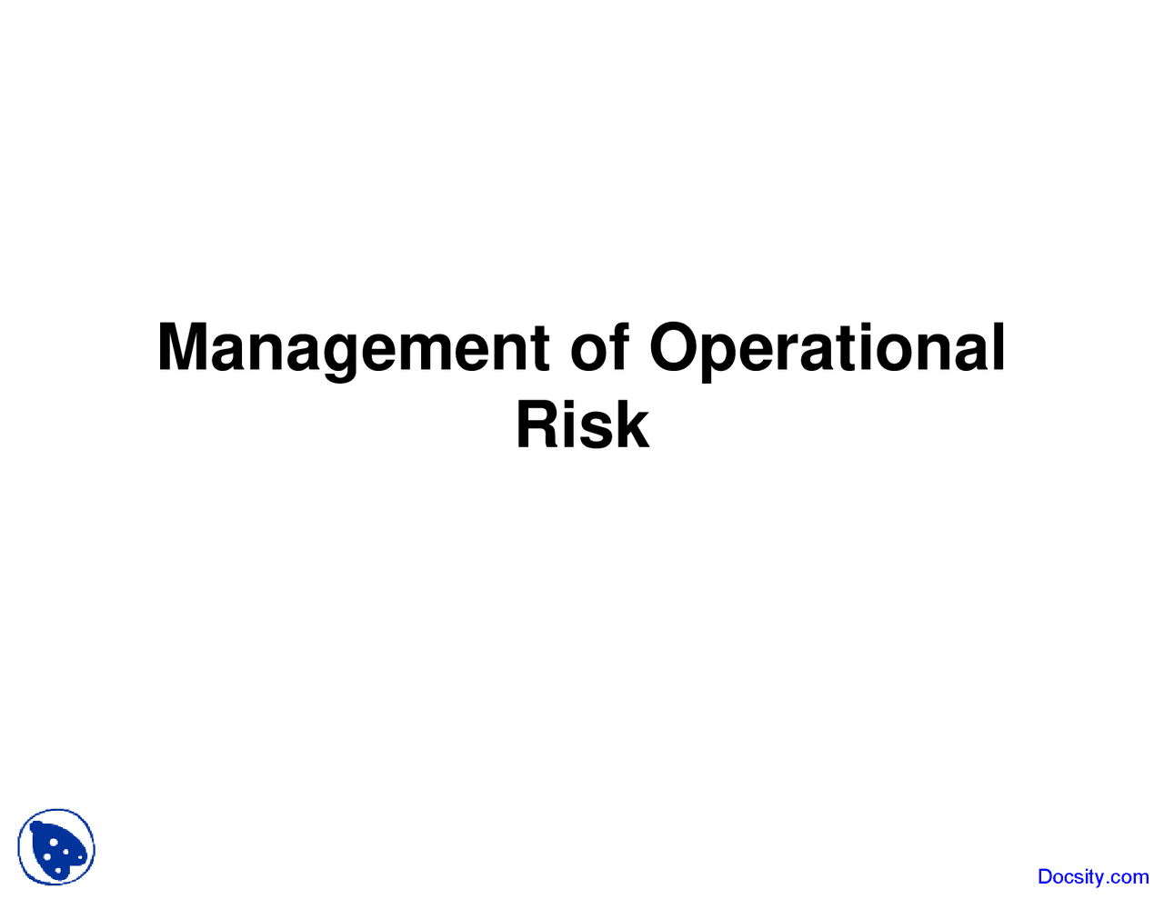 Management of Operational Risk - Bank Management - Lecture Slides ...