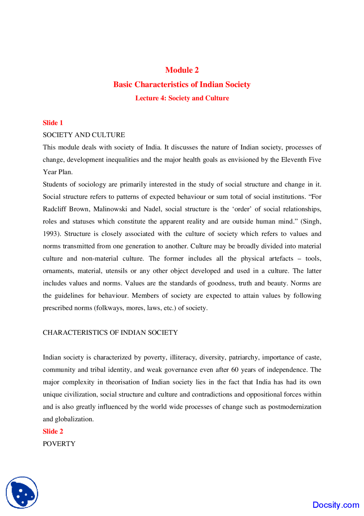 Characteristics of Indian Society - Humanities and Social Sciences ...