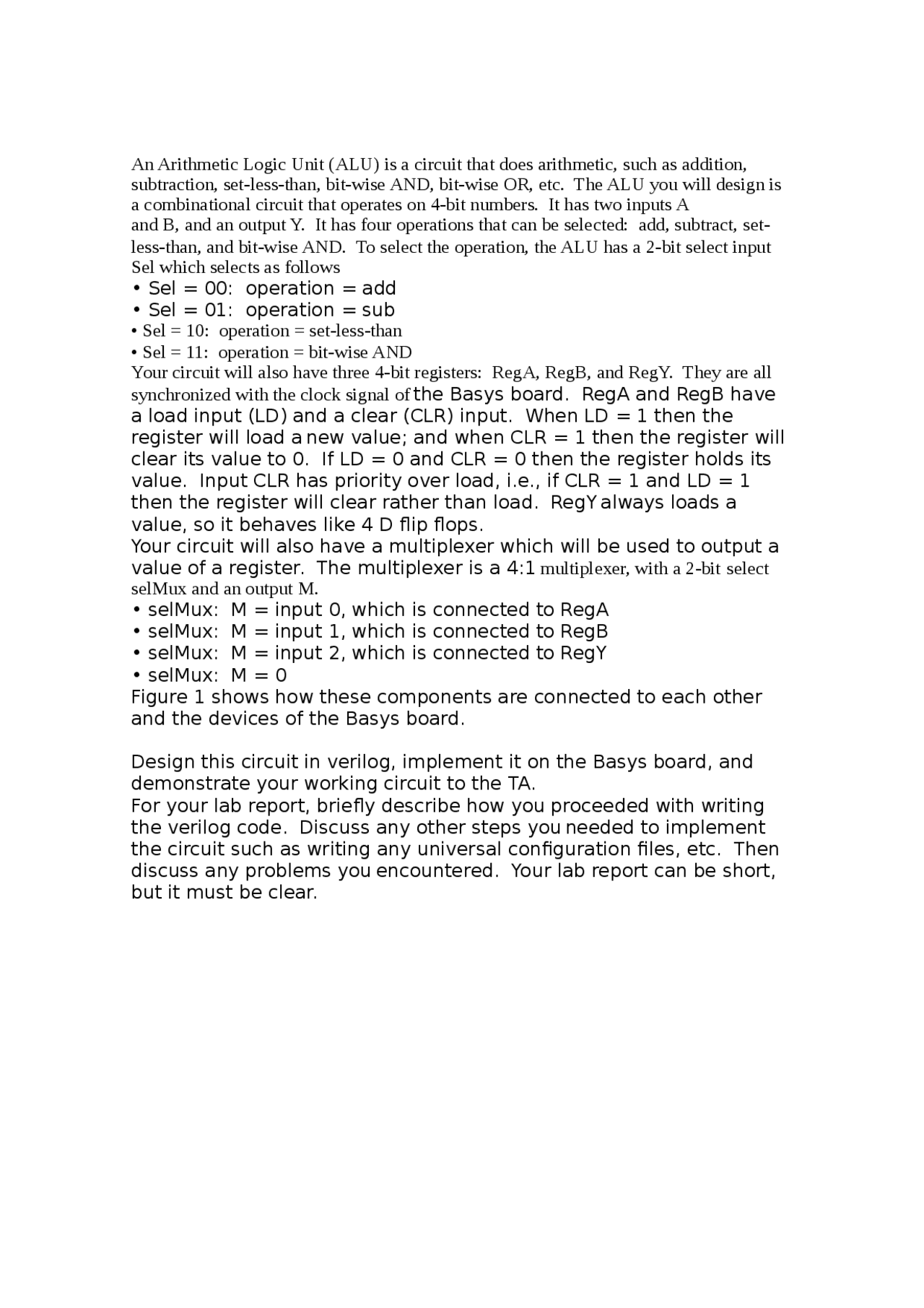 An Arithmetic Logic Unit Docsity