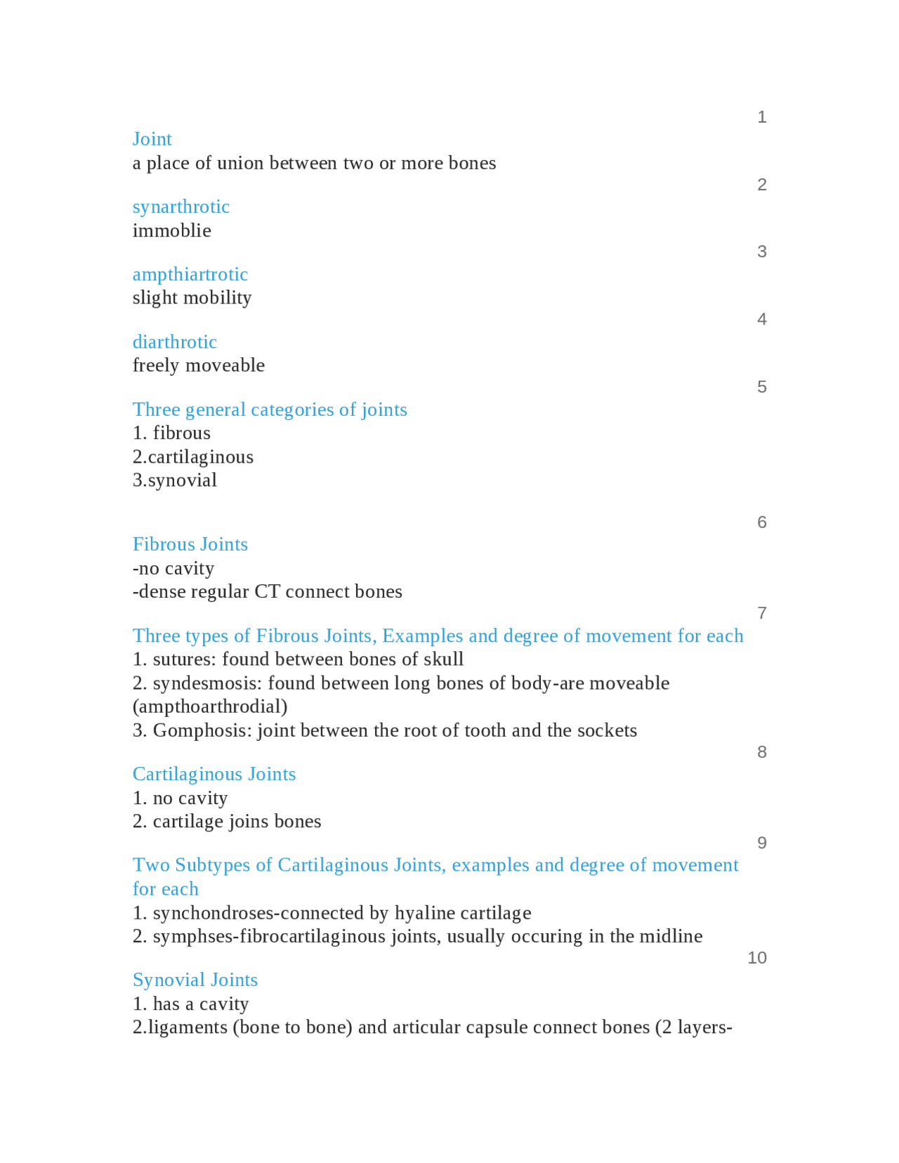 Unit Ii Review Sheet Introduction To Human Anatomy Iphy 3410 Docsity