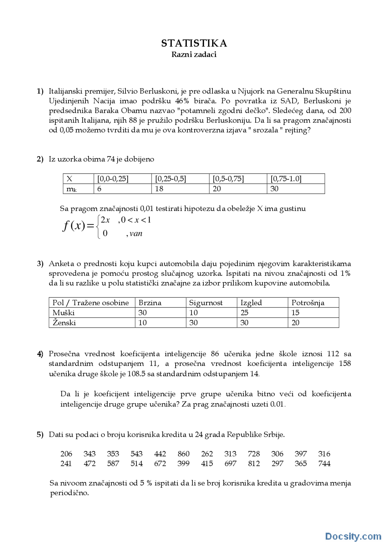 Razni Zadaci-Vezbe-Statistika-Fakultet organizacionih nauka | Vežbe' predlog Osnovi statistike ...