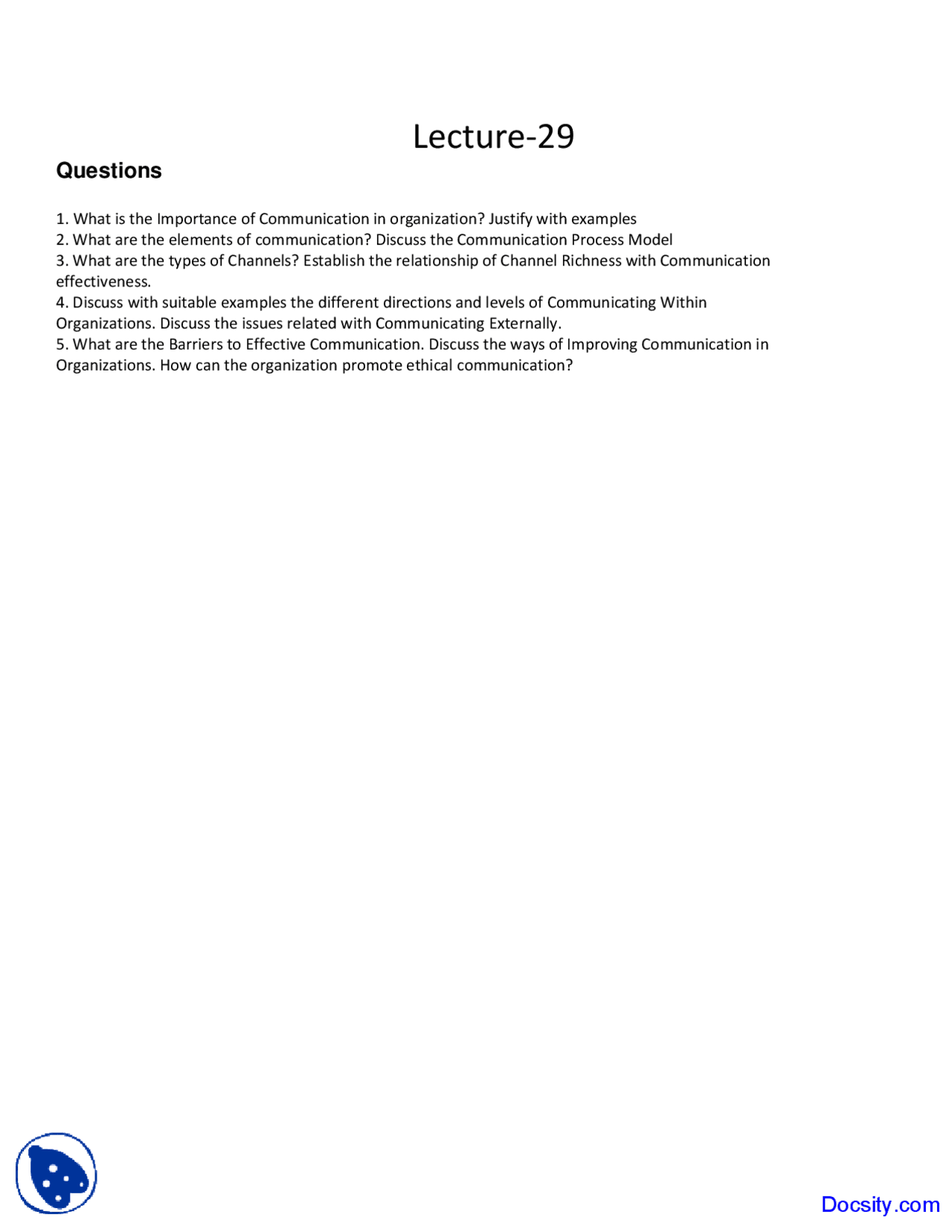 Elements Of Communication Organizational Behavior In Management