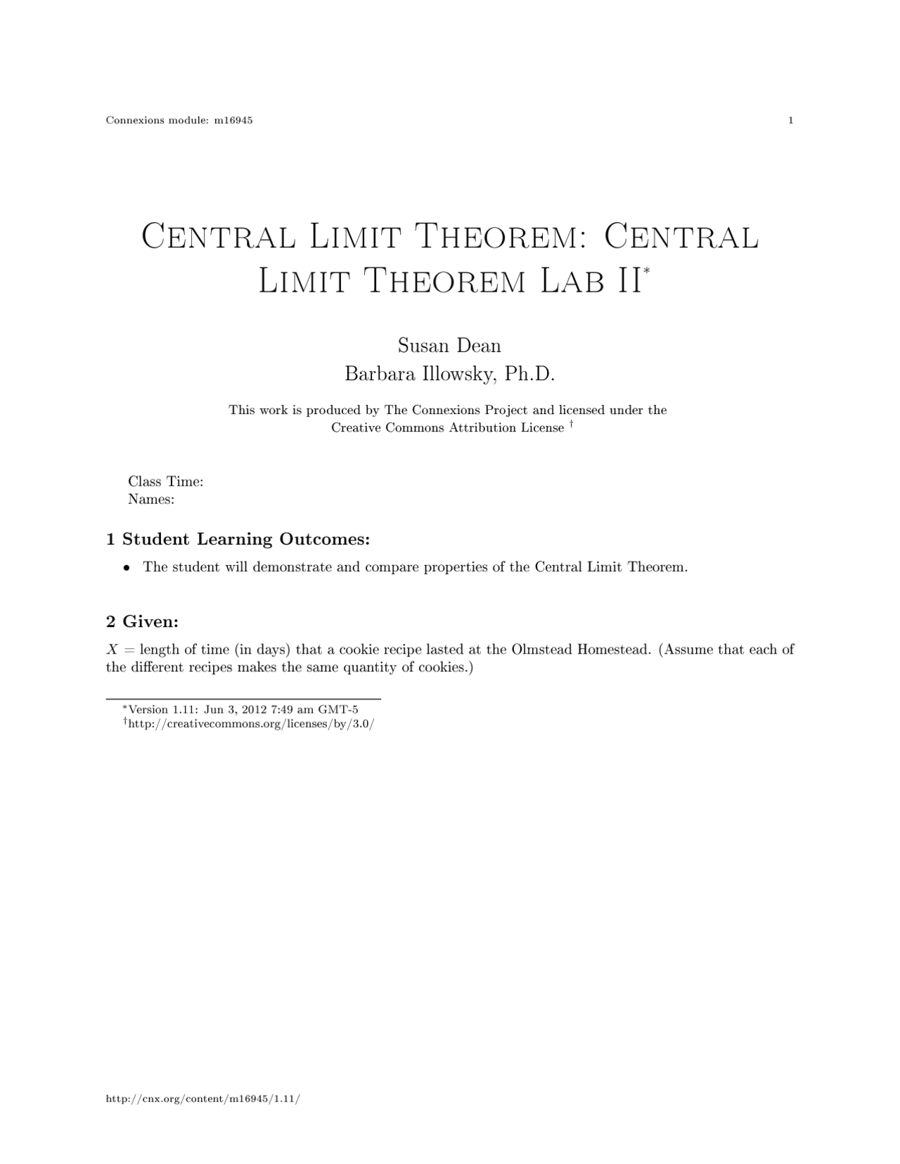 Central limit theorem central limit theorem lab II, college study notes ...