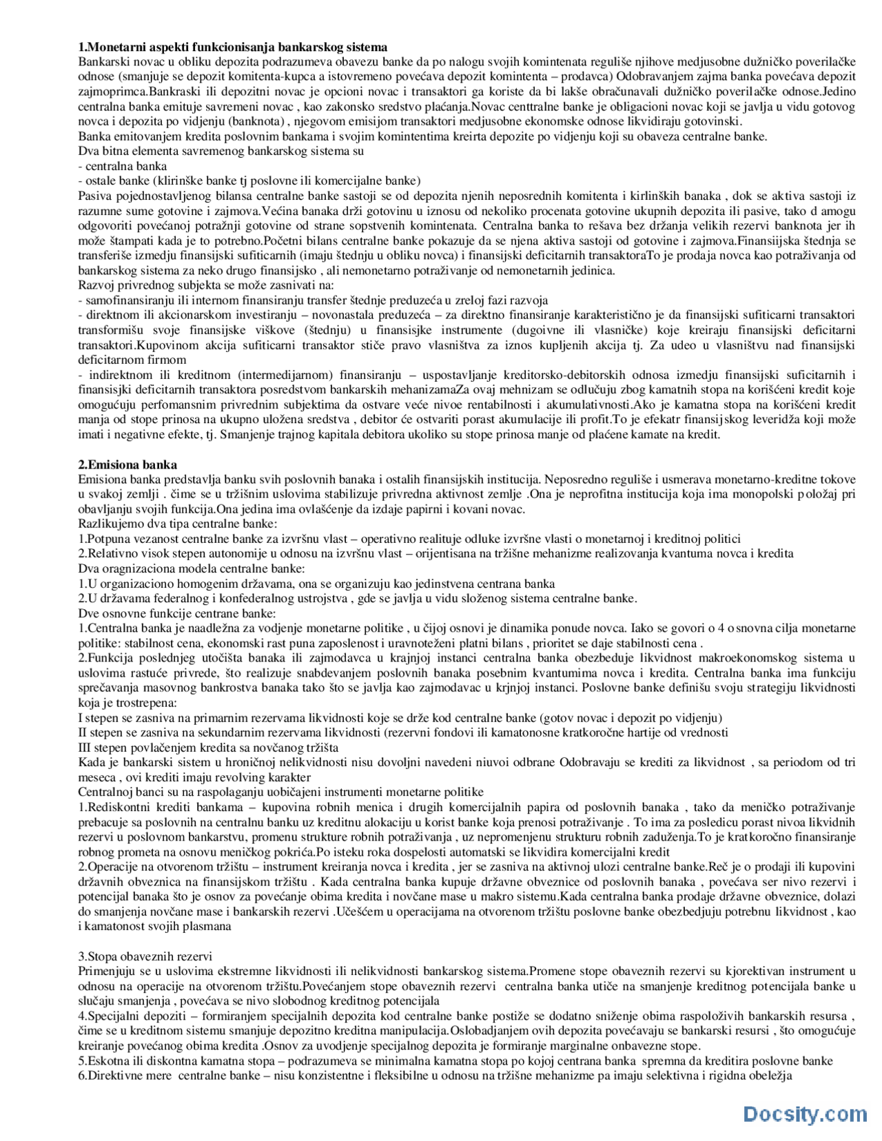 Bankarstvo 1 Skripta Menadzment Ekonomija Rezime Predlog Business