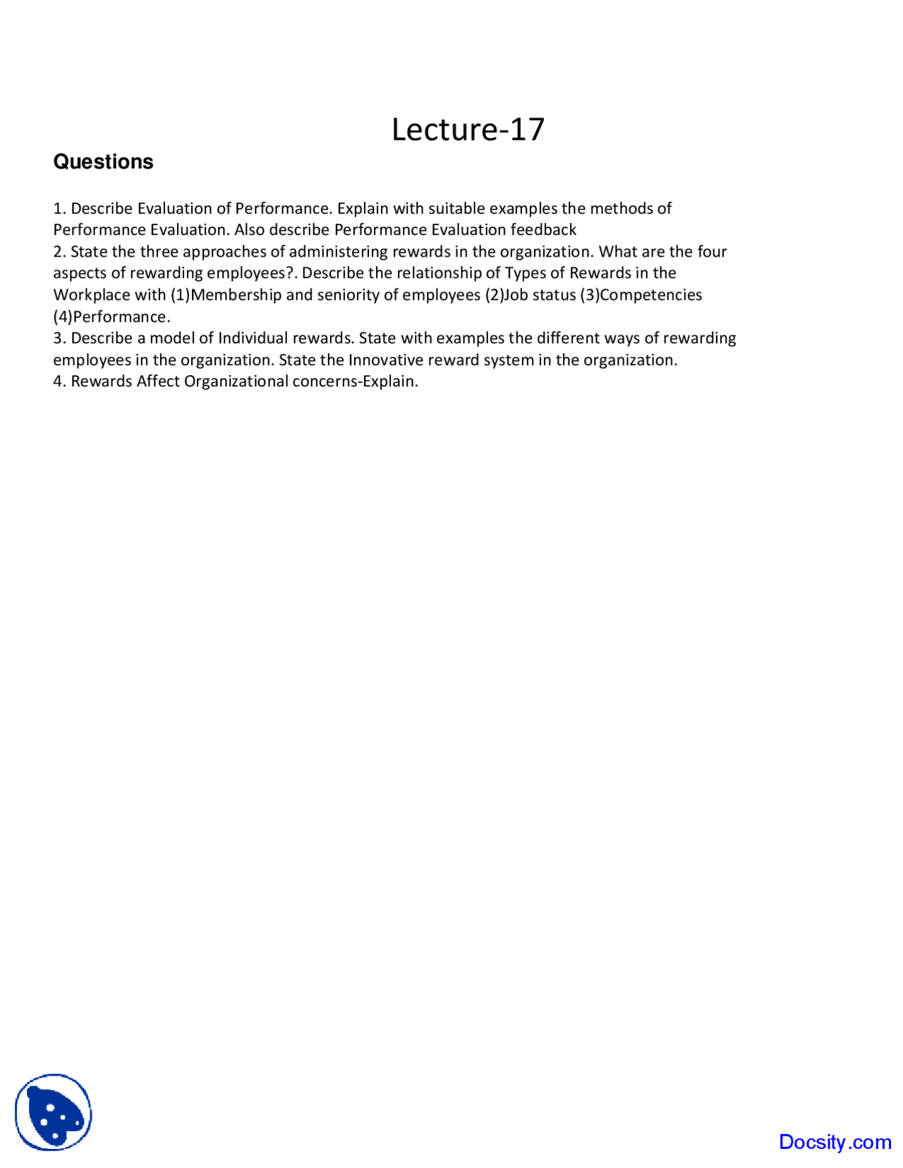 Evaluation Of Performance Organizational Behavior In Management