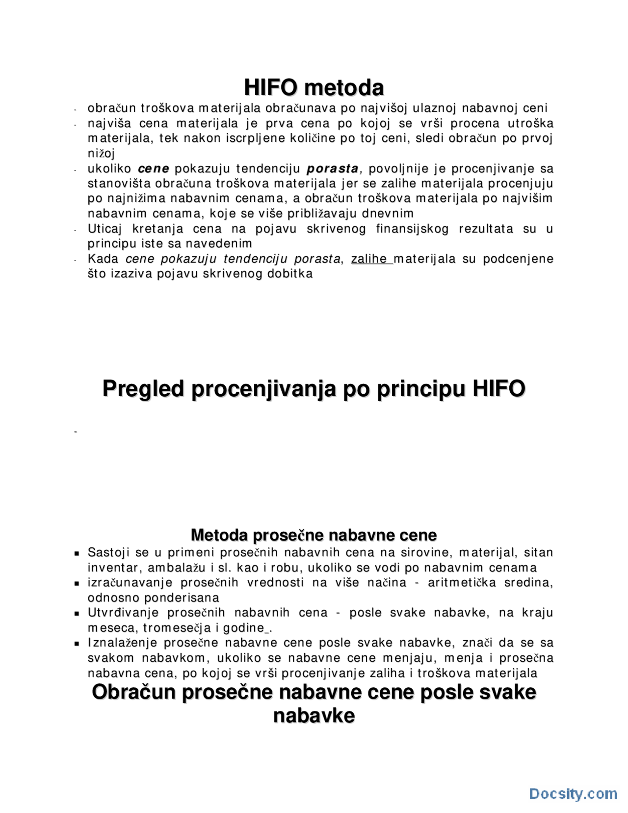 HIFO metoda-Skripta-Analiza Poslovanja-Menadzment | Rezime' predlog Business Management and ...