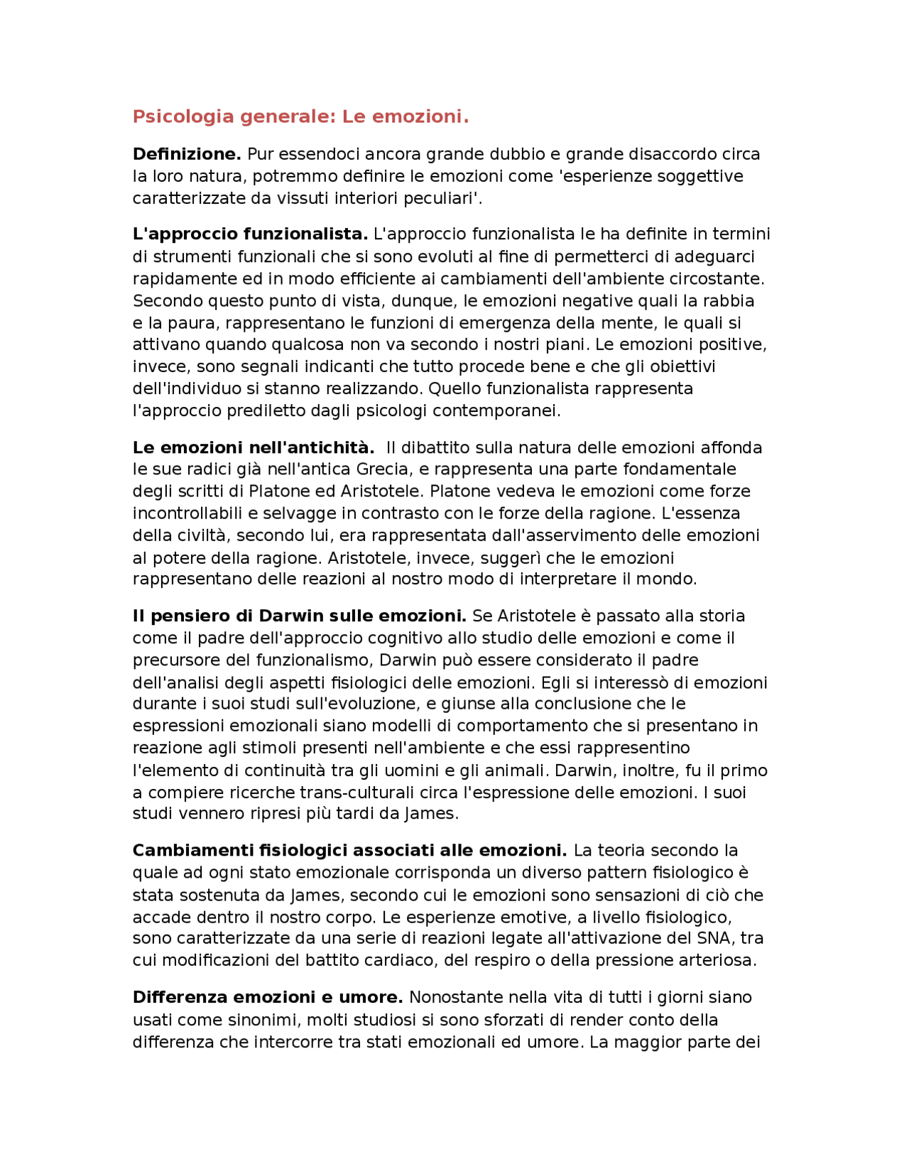Le Emozioni Docsity