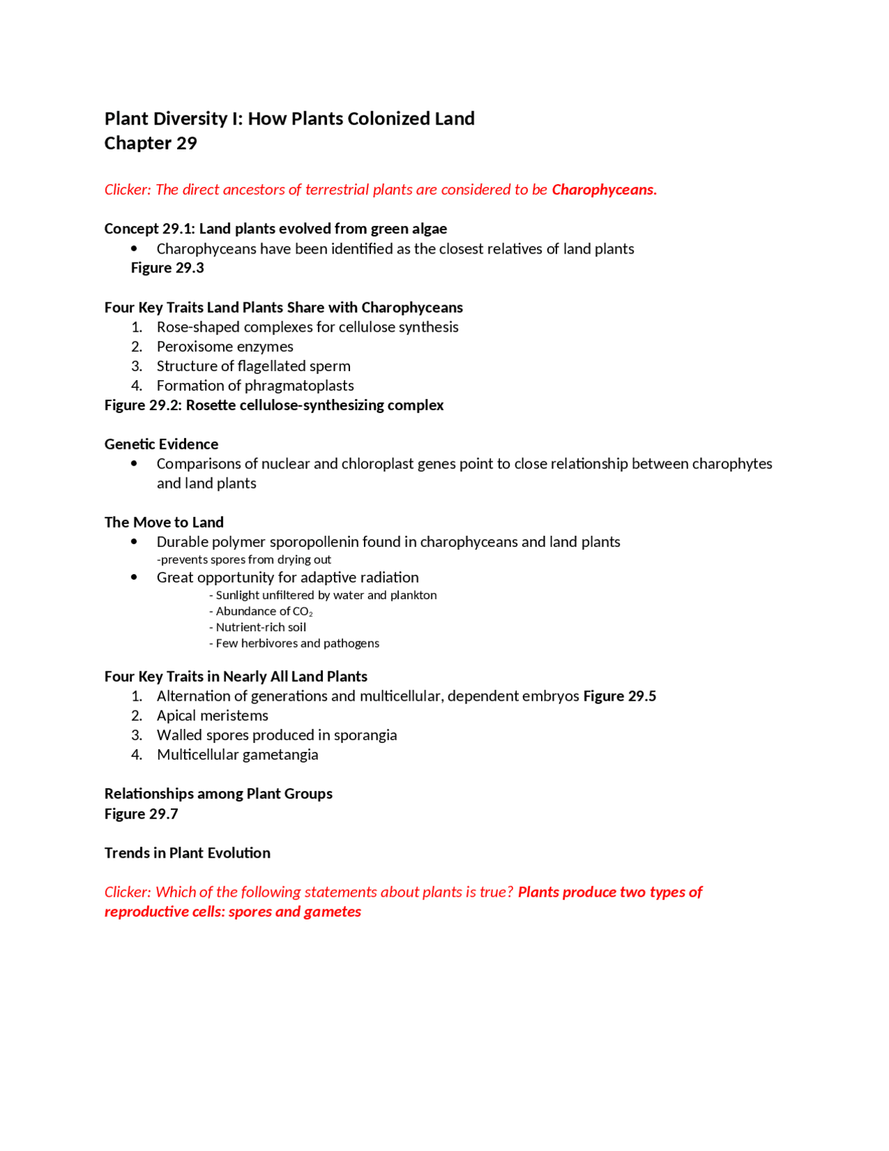 How Plants Colonize Land Lecture Notes Biol 1202 Docsity