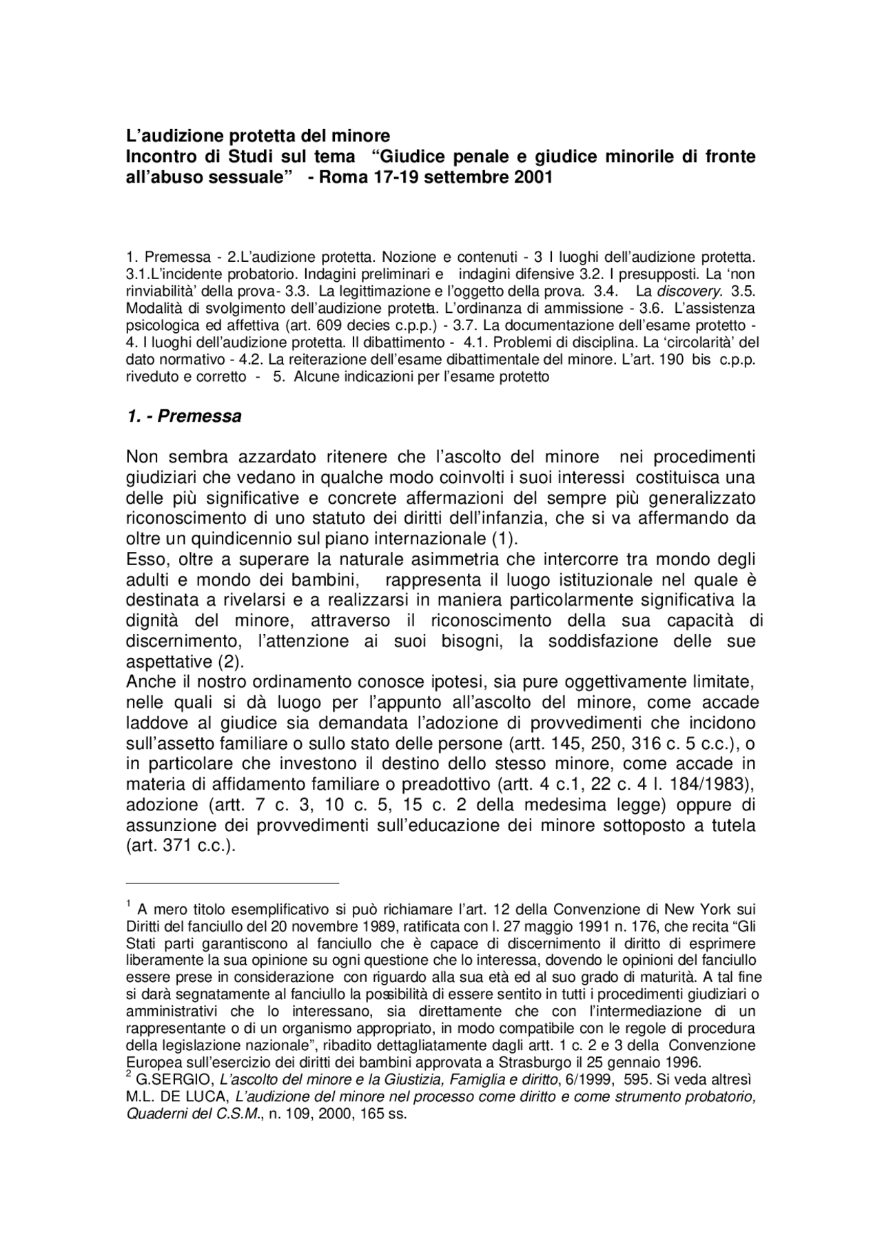 Laudizione Protetta Del Minore Appunti Di Diritto Penale I Docsity
