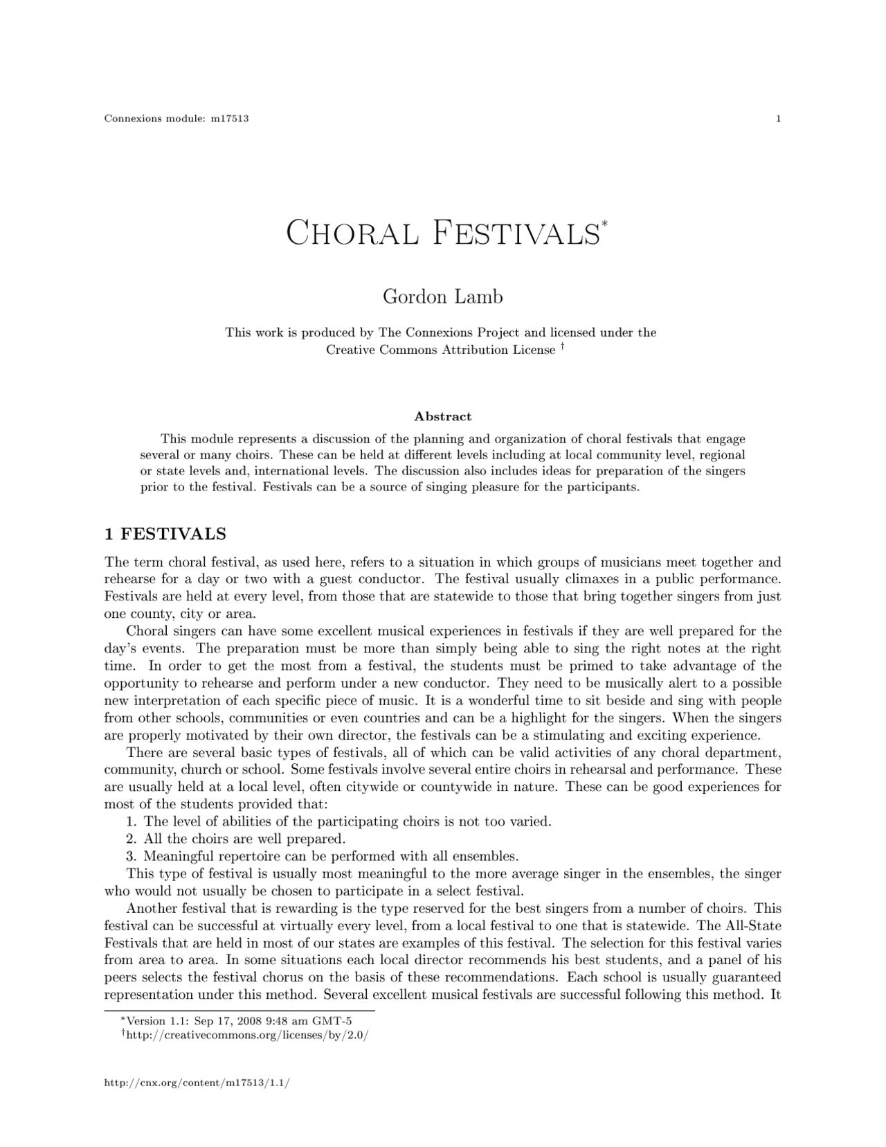 Choral festivals, college study notes - Choral festivals that engage ...