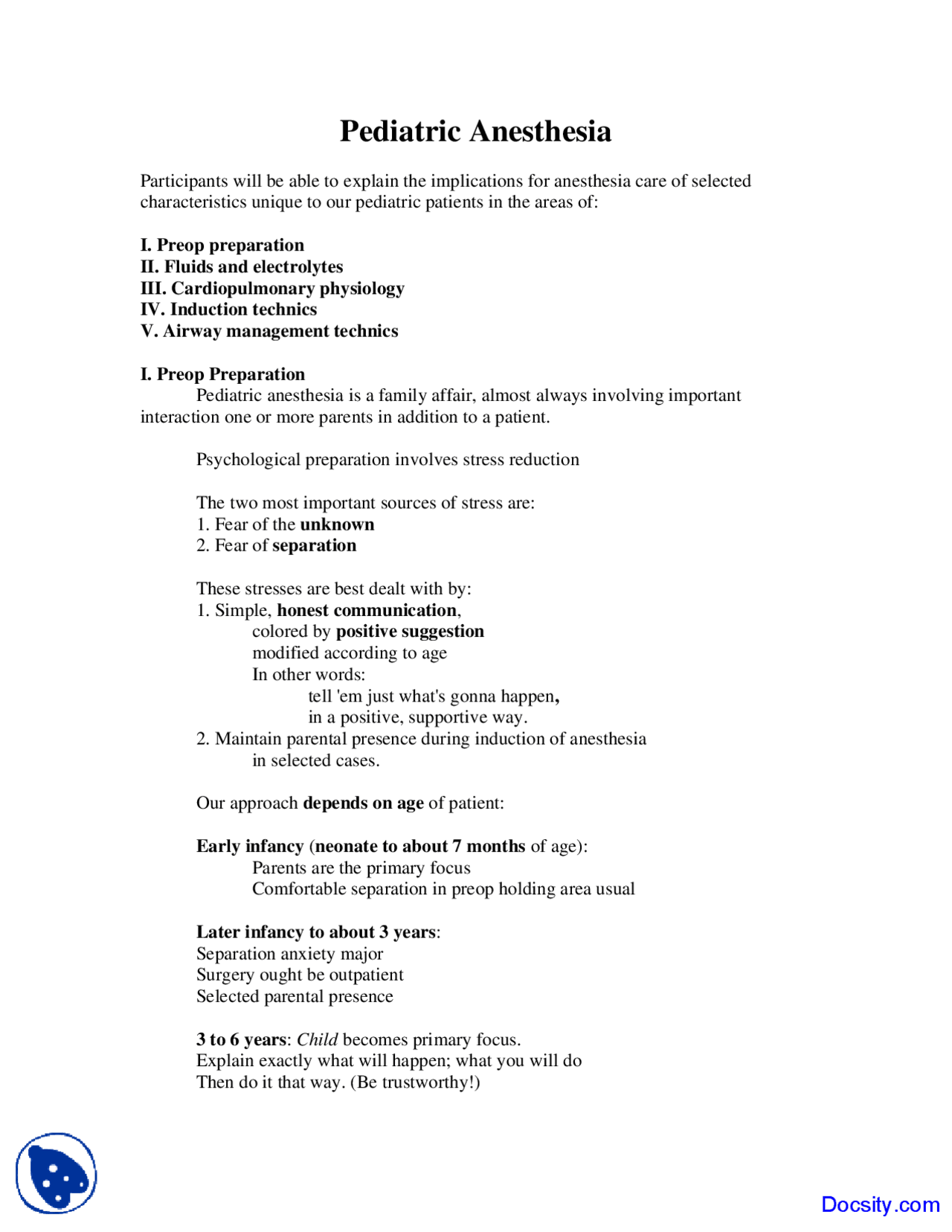Pediatric Anesthesia Anesthesia Lecture Slides Slides Pediatrics