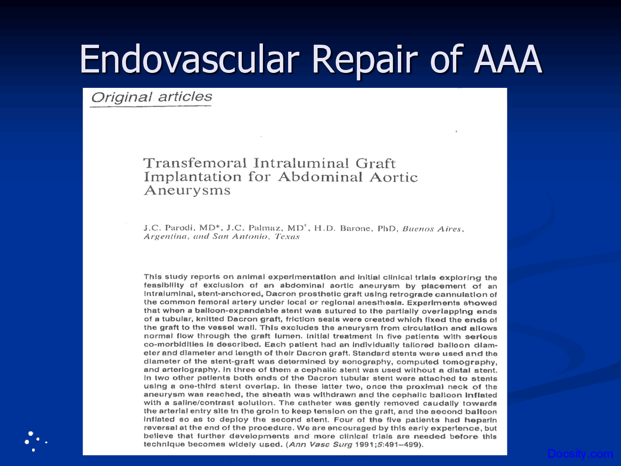 Endovascular Repair Part 1 Anesthesia Lecture Slides Docsity