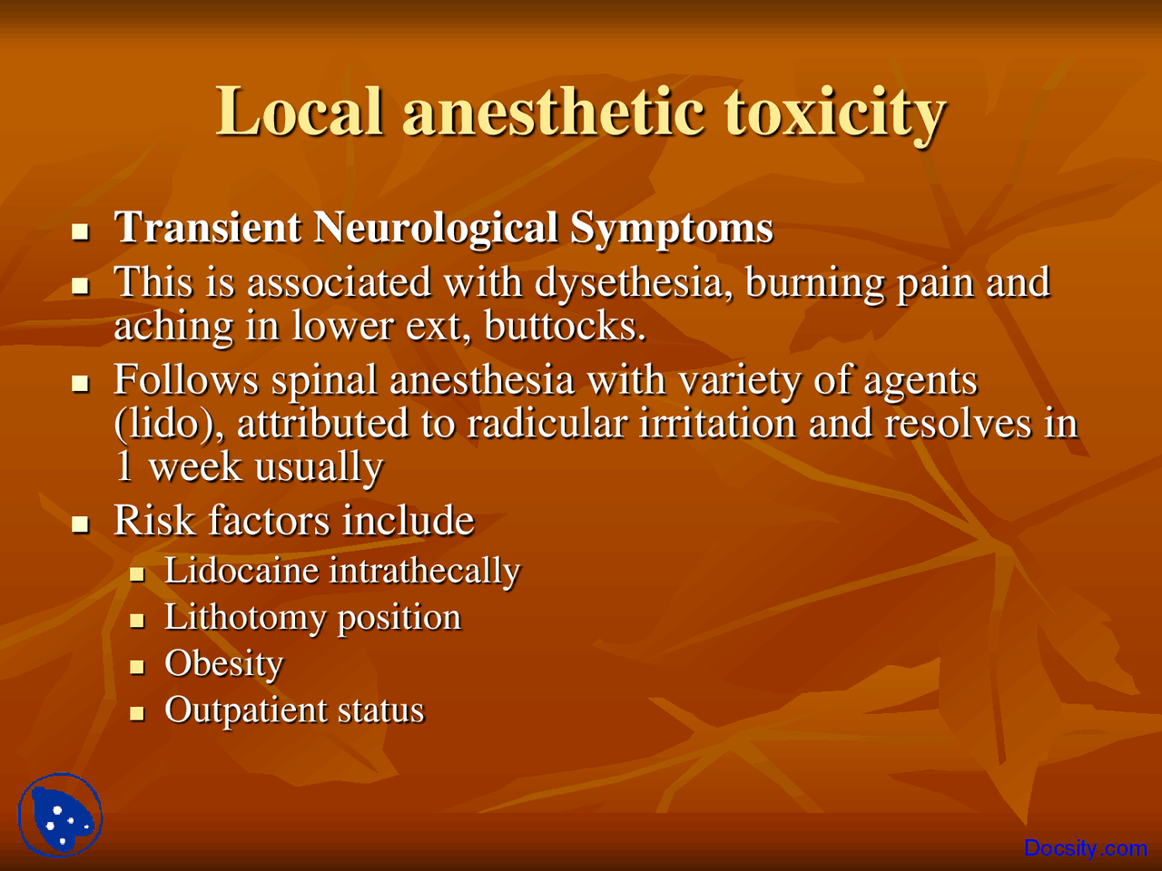 Local Anesthetics Part 2 Anesthesia Lecture Slides Docsity