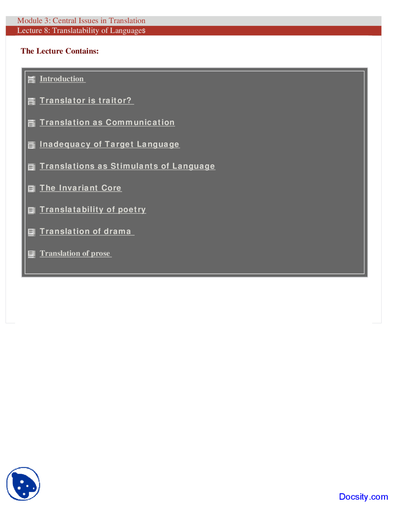Translatability of Languages - Cultural and Social Sciences - Lecture ...