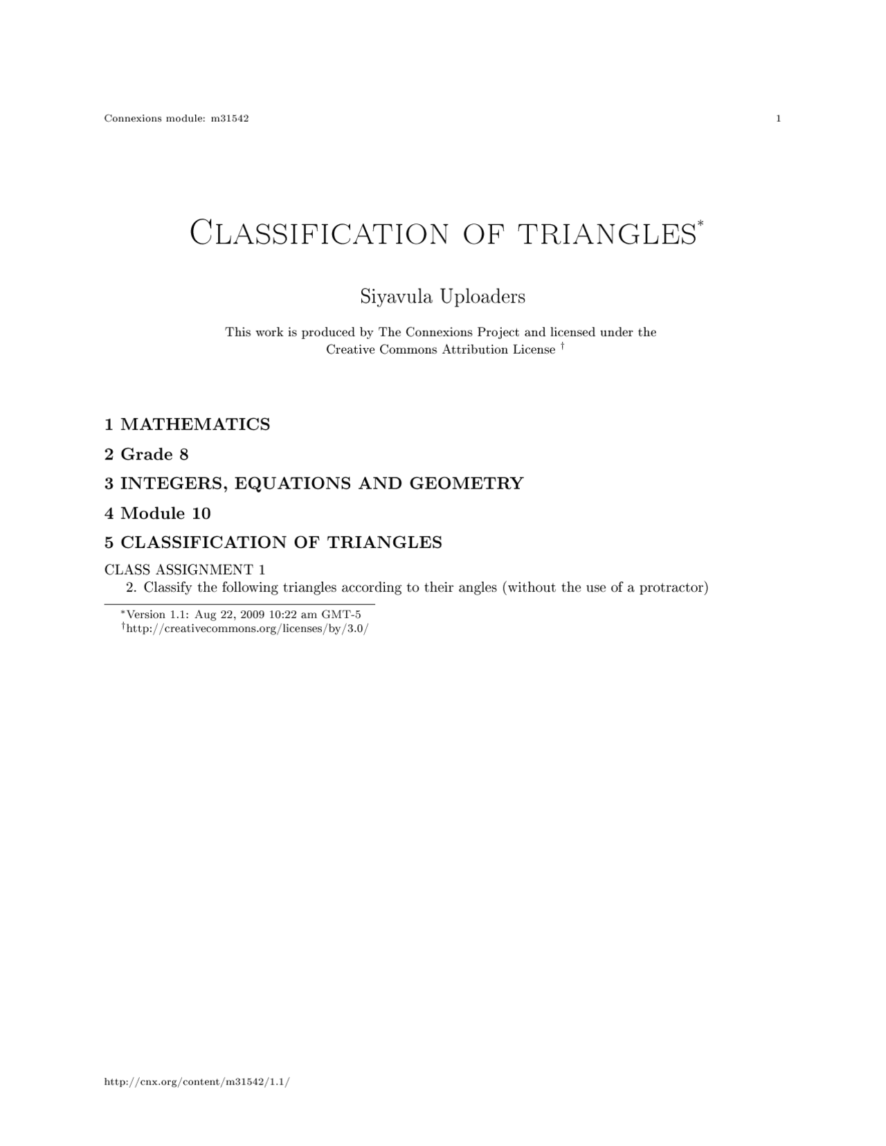 Classification of triangles, college study notes - Classification of ...