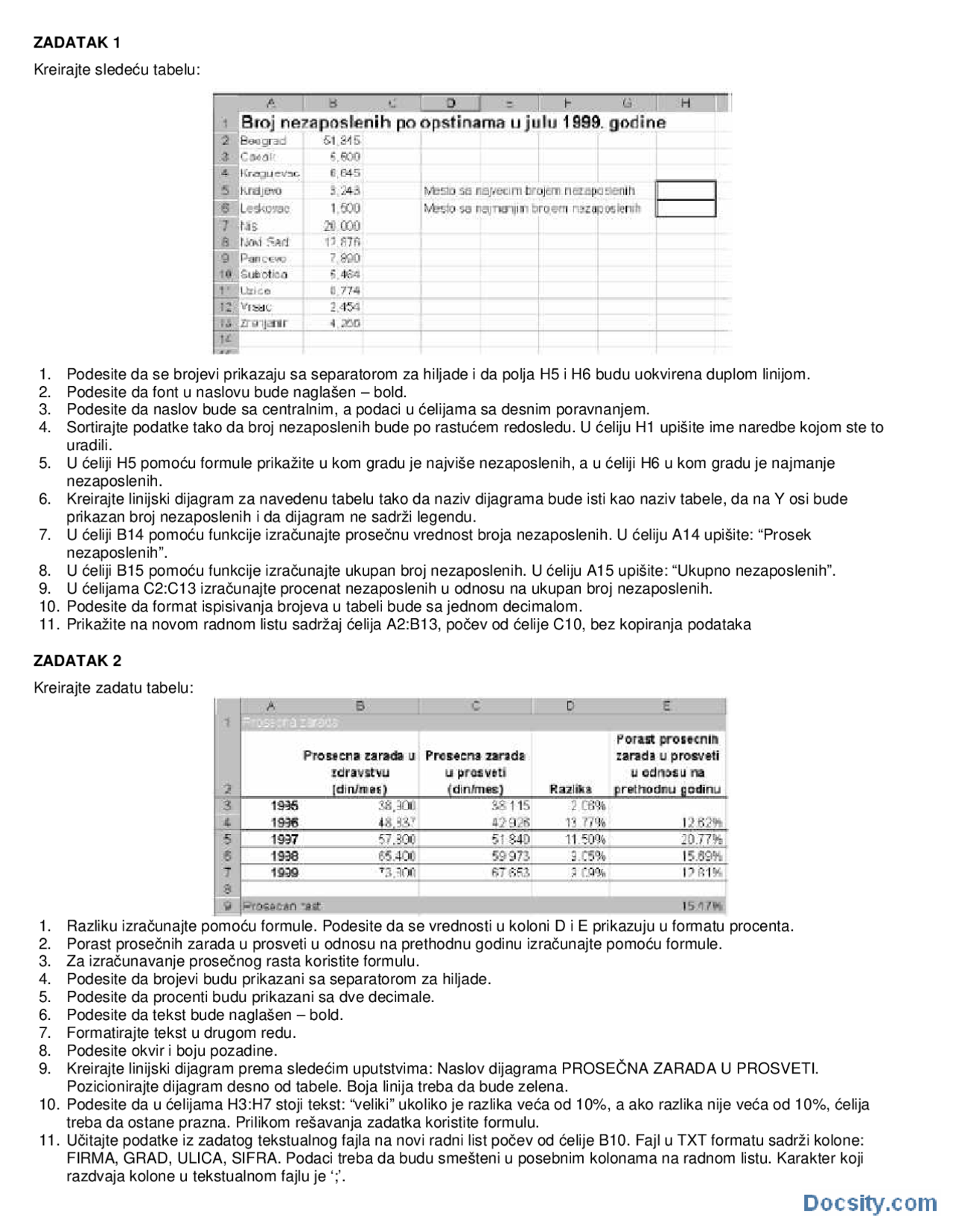 Excel Zadaci Vezbe Informatika Razno Informacioni Sistemi 2 Vežbe