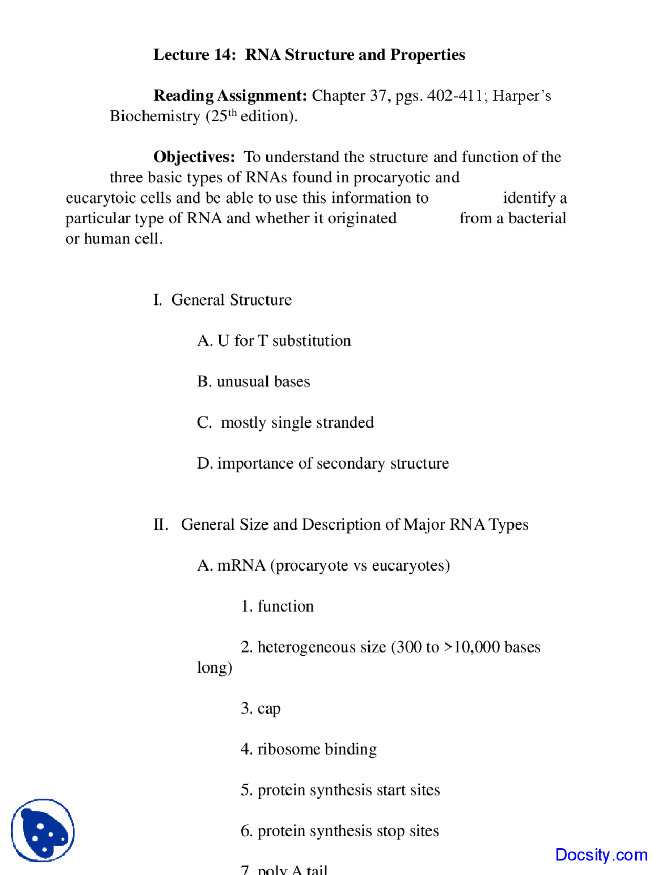 Rna Structure And Properties Biochemistry Assignment Exercises