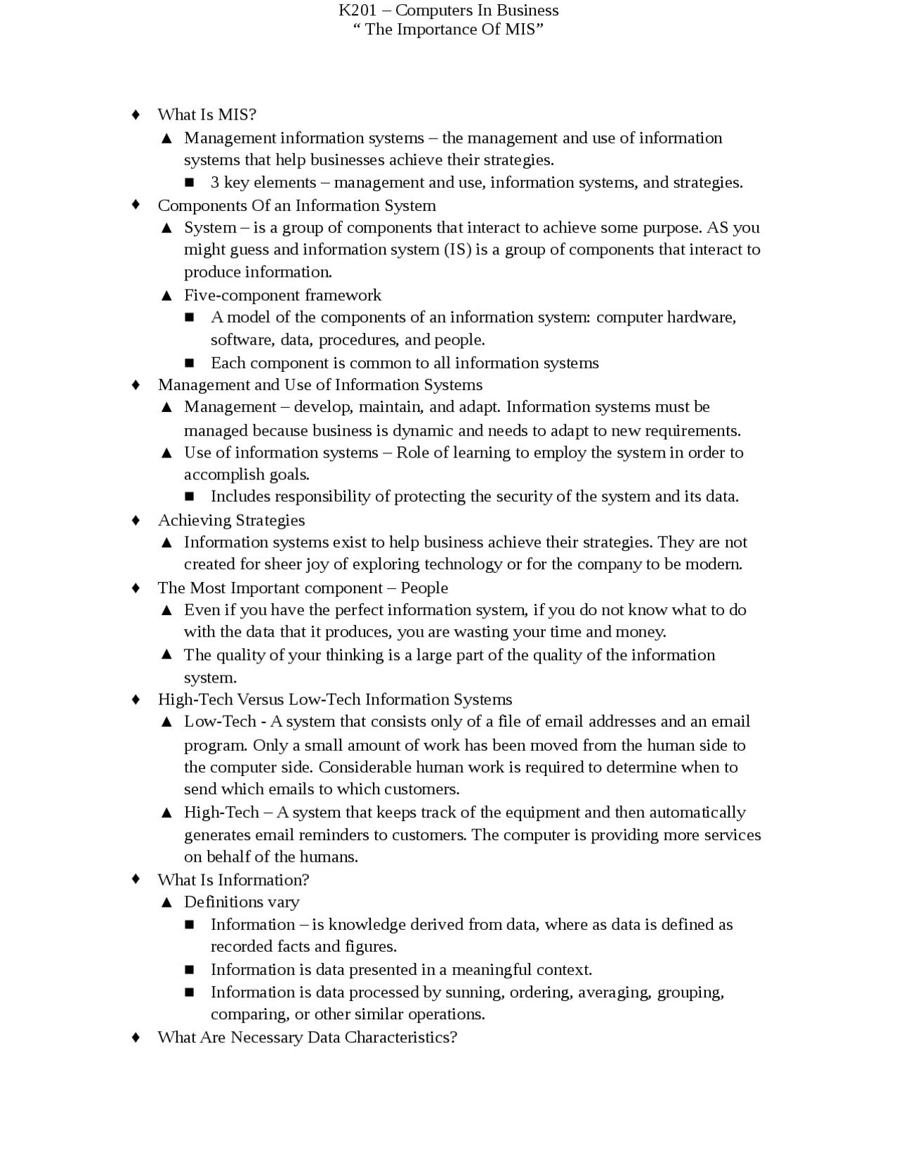 Computers In Business Docsity
