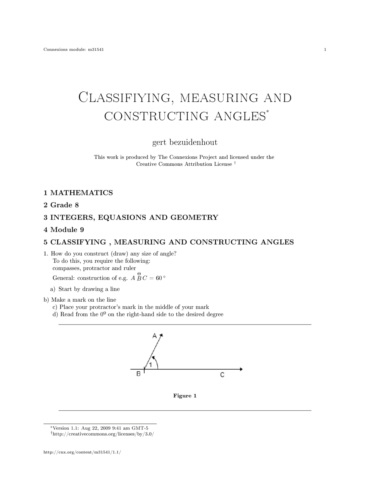 Classifiying, measuring and constructing angles - Docsity