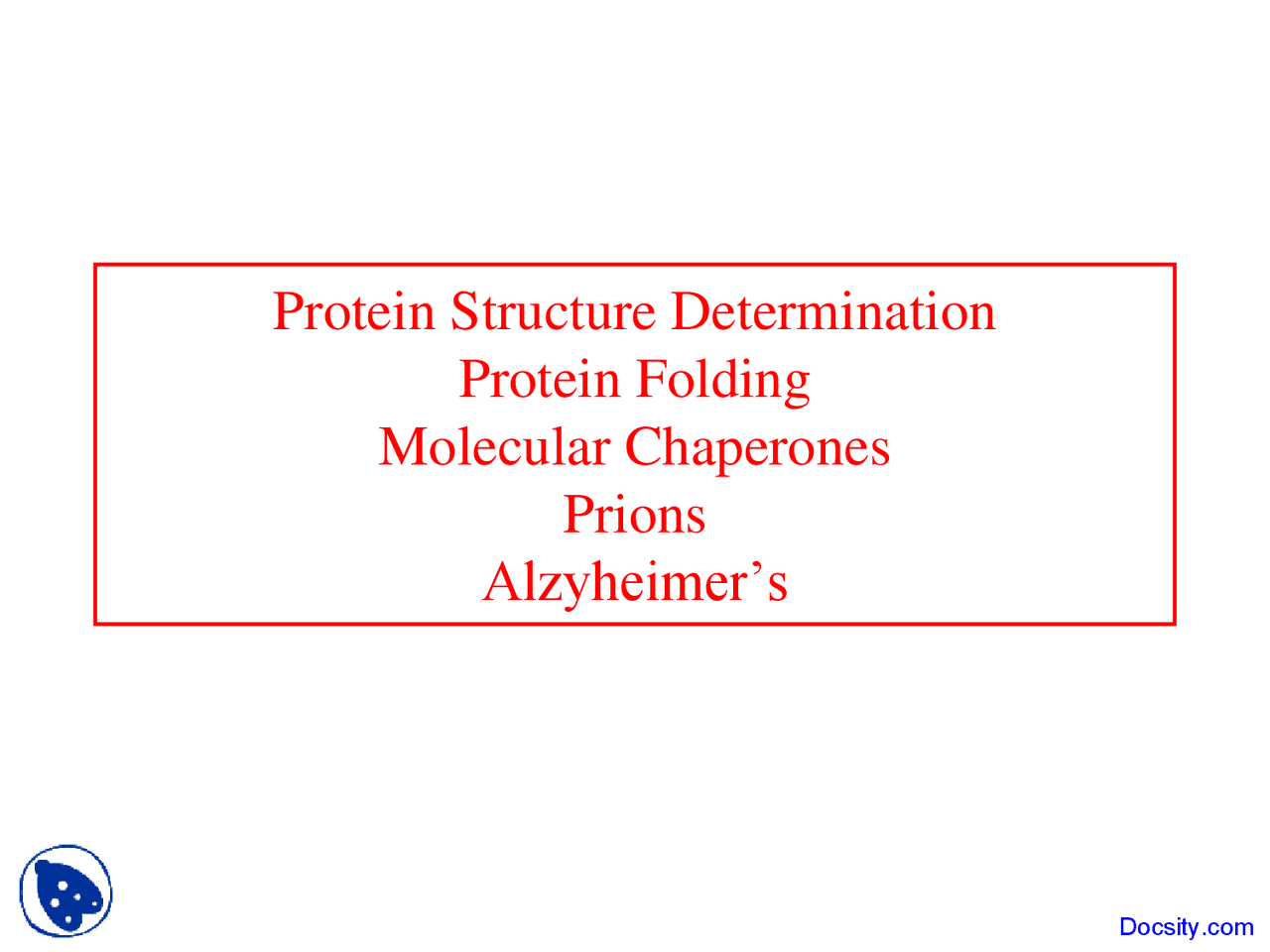 Molecular Chaperones Biochemistry Lecture Slides Docsity