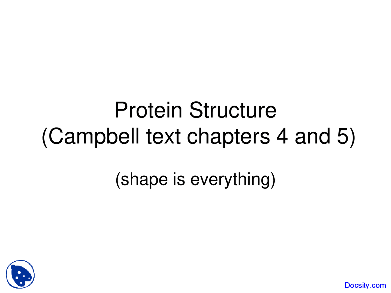 Native Structure of Protein - Biochemistry - Lecture Slides | Slides ...