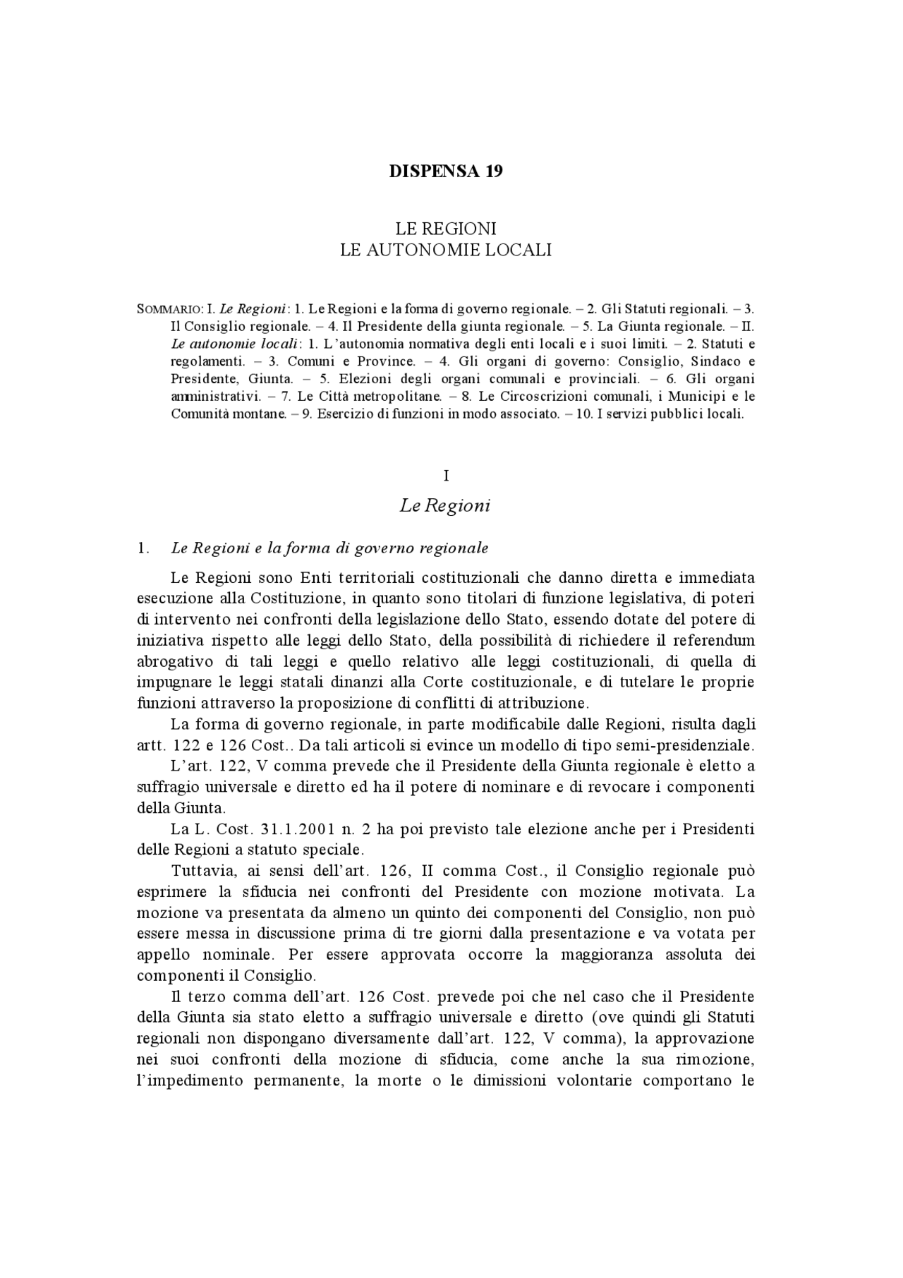 Le Regioni E Le Autonomie Locali Appunti Di Diritto Pubblico 5