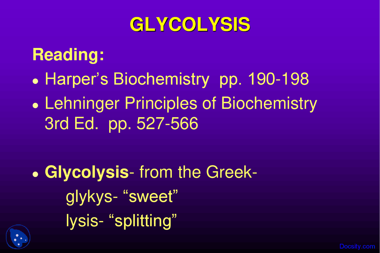 Glycolysis Biochemistry Lecture Slides Slides Biochemistry Docsity