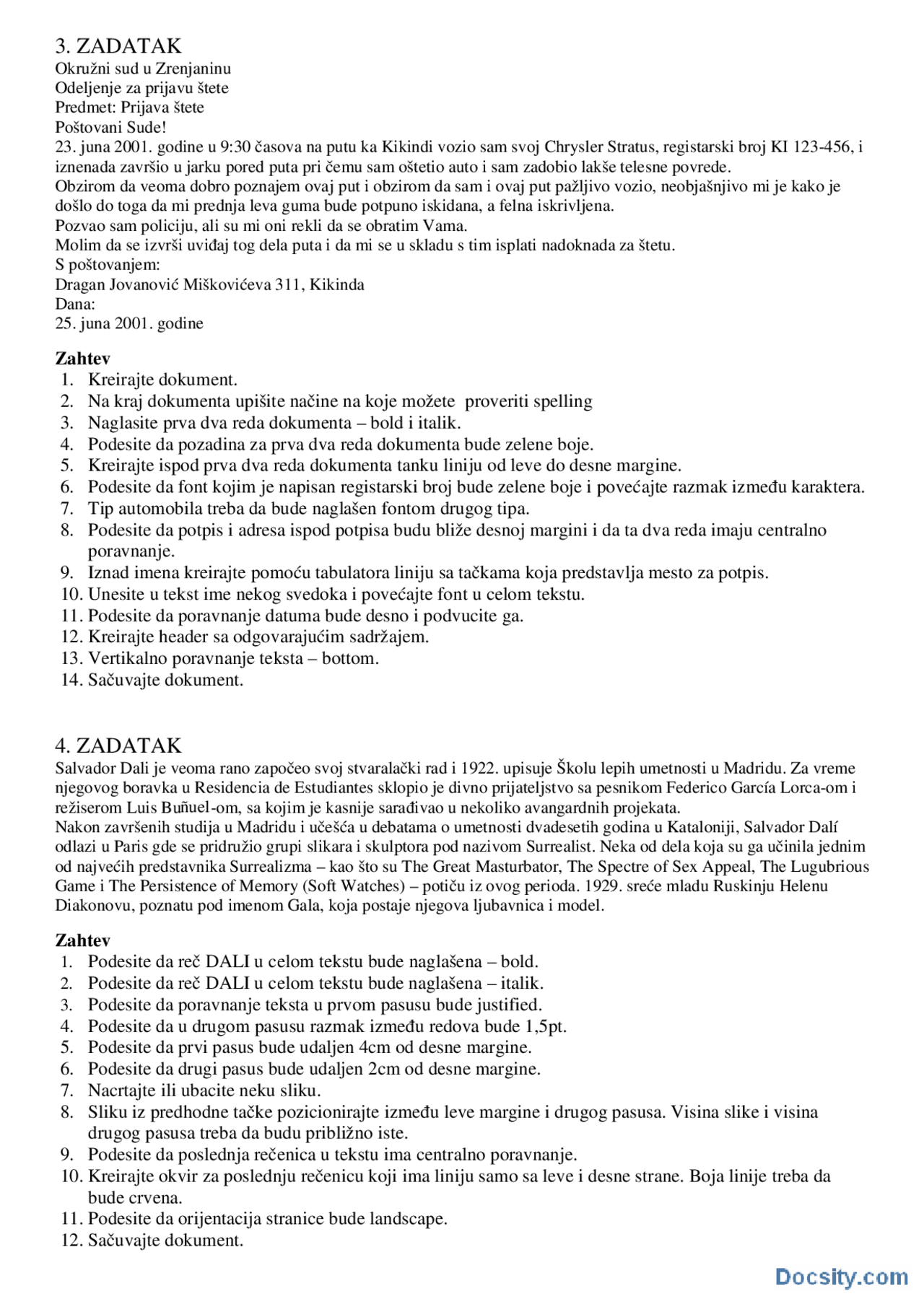 Word Zadatak Vezbe Informatika Razno Informacioni Sistemi 2 Vežbe