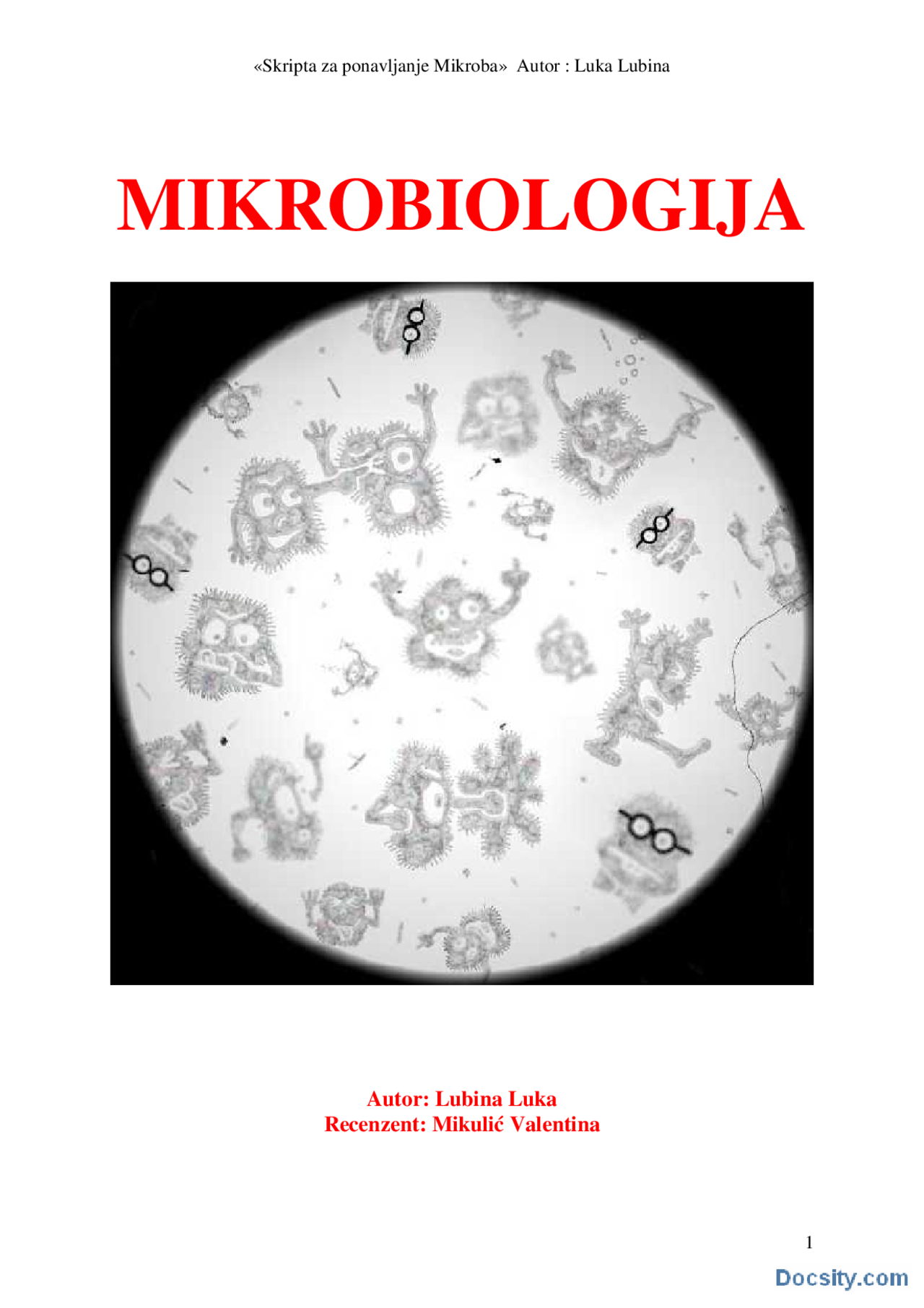 Mikrobi Skripta Mikrobiologija Medicina Rezime Predlog