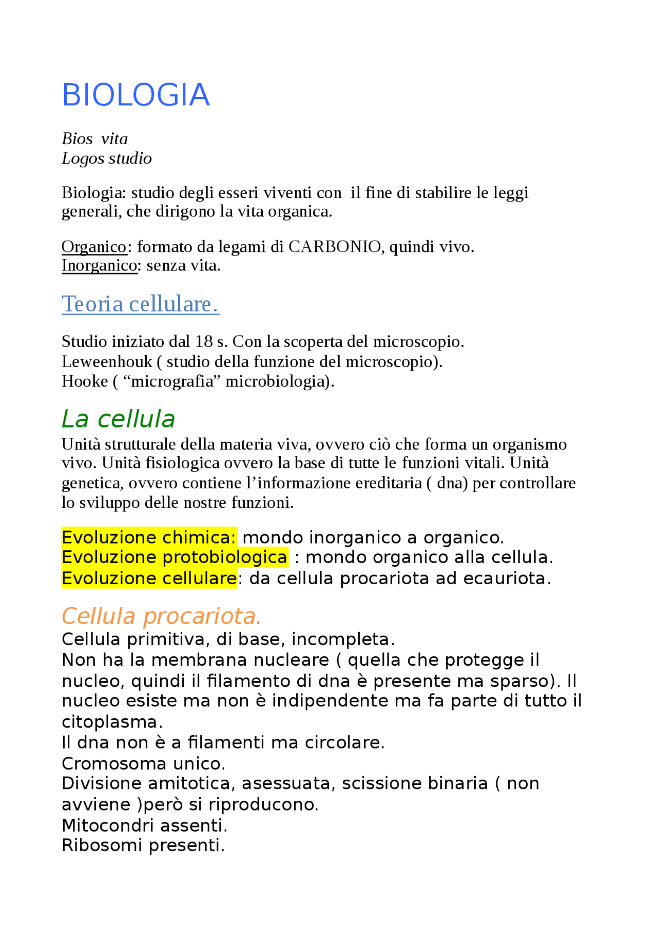 Biologia Docsity
