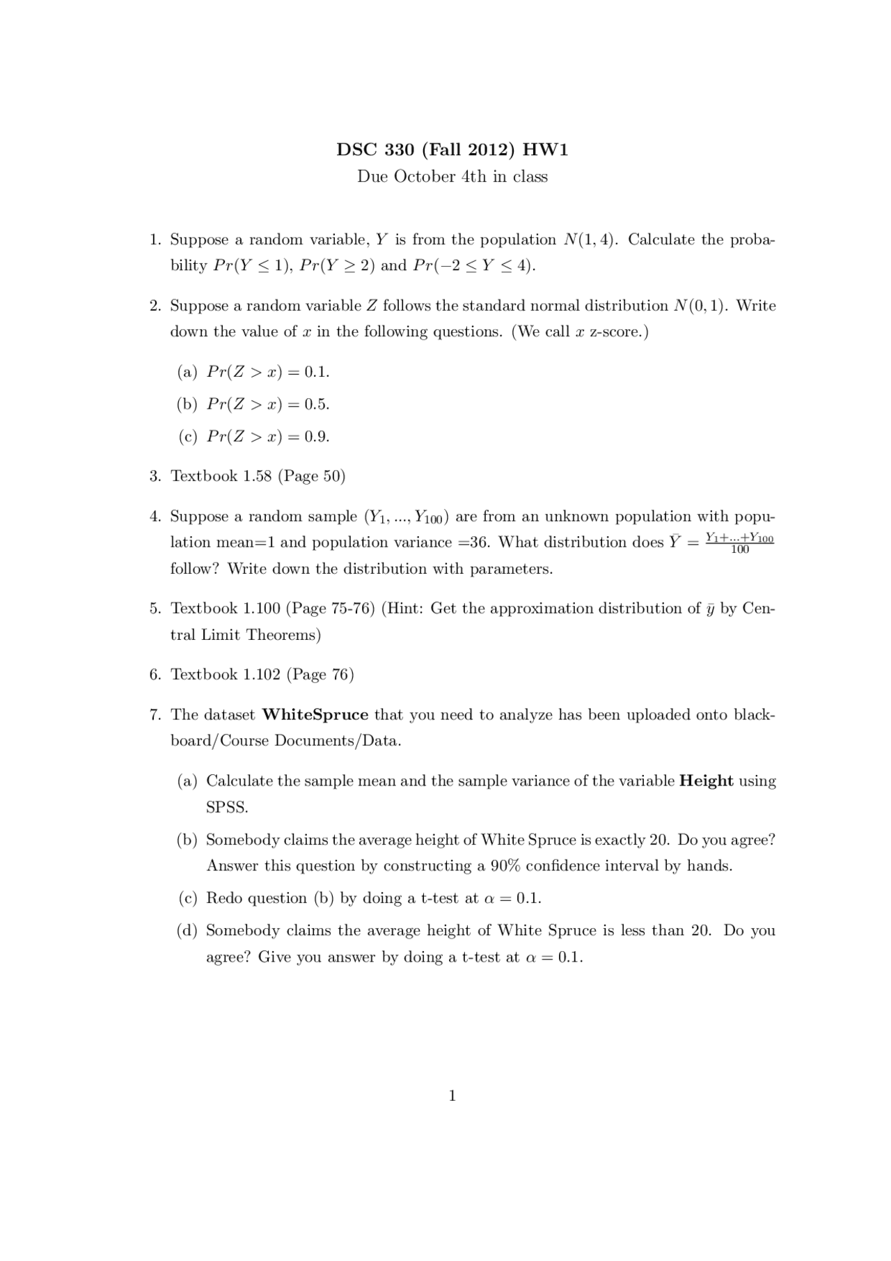 Homework 1 Practice Questions Business Statistics Dsc 330 Docsity