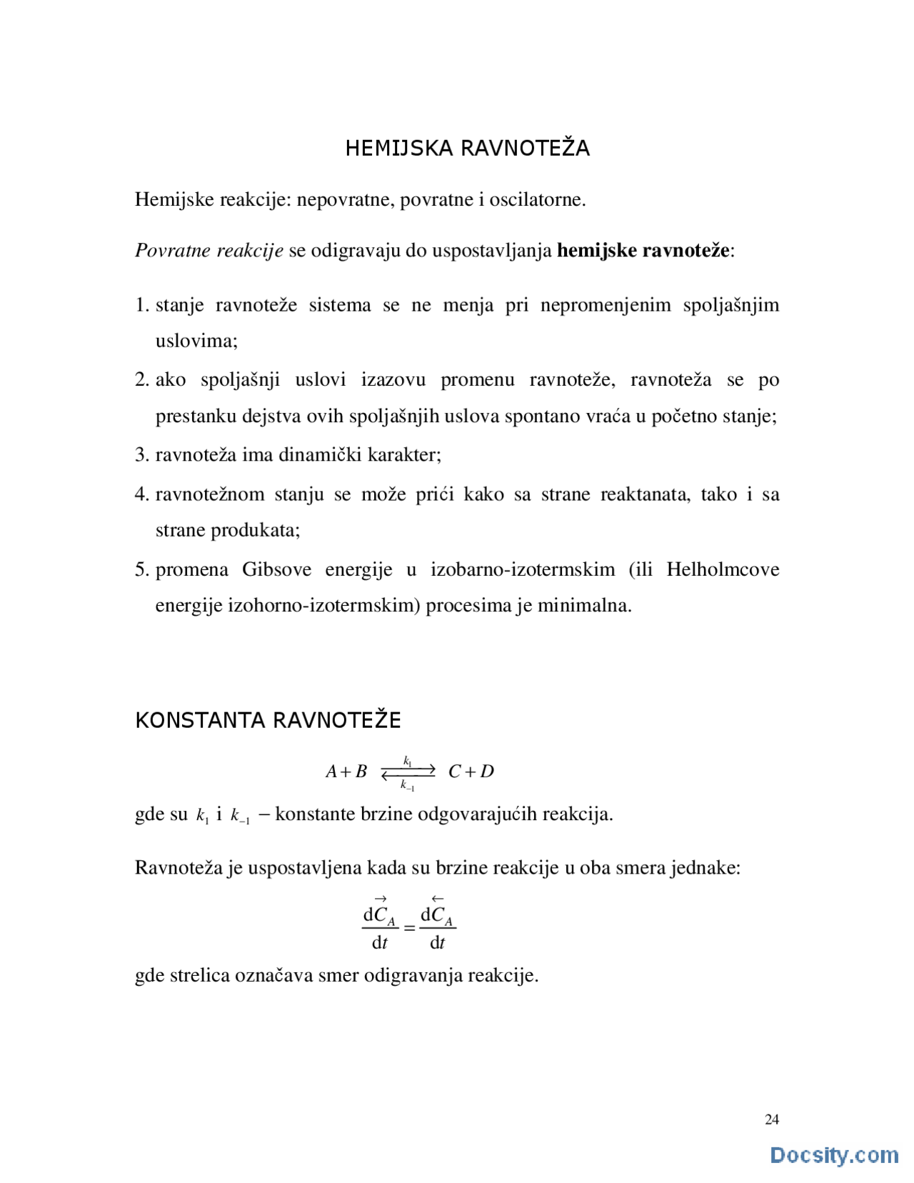 Hemijska Ravnoteza Skripta Fizicka Hemija Hemija Rezime Predlog