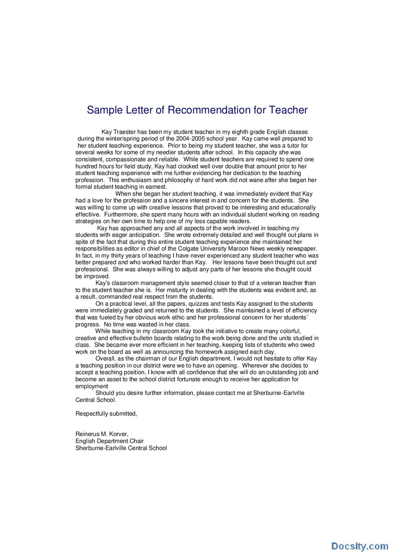 Sample Letter Of Recommendation Beleska Engleski Jezik 2 Fakultet
