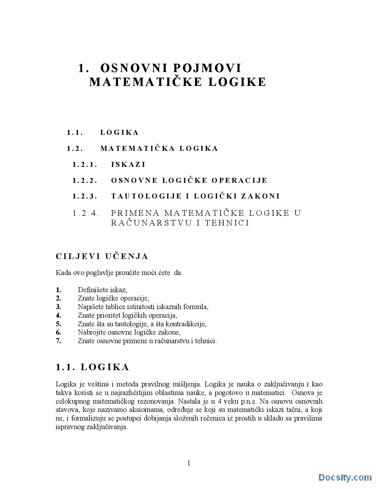 Matematicka logika-Skripta-Matematika-Tehnologija | Rezime' predlog Matematika - Docsity