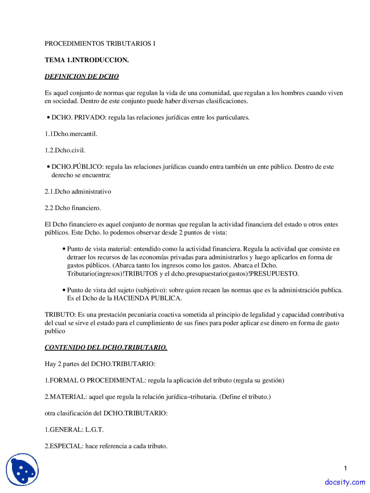 Procedimientos Tributarios Apuntes Derecho Empresarial Docsity